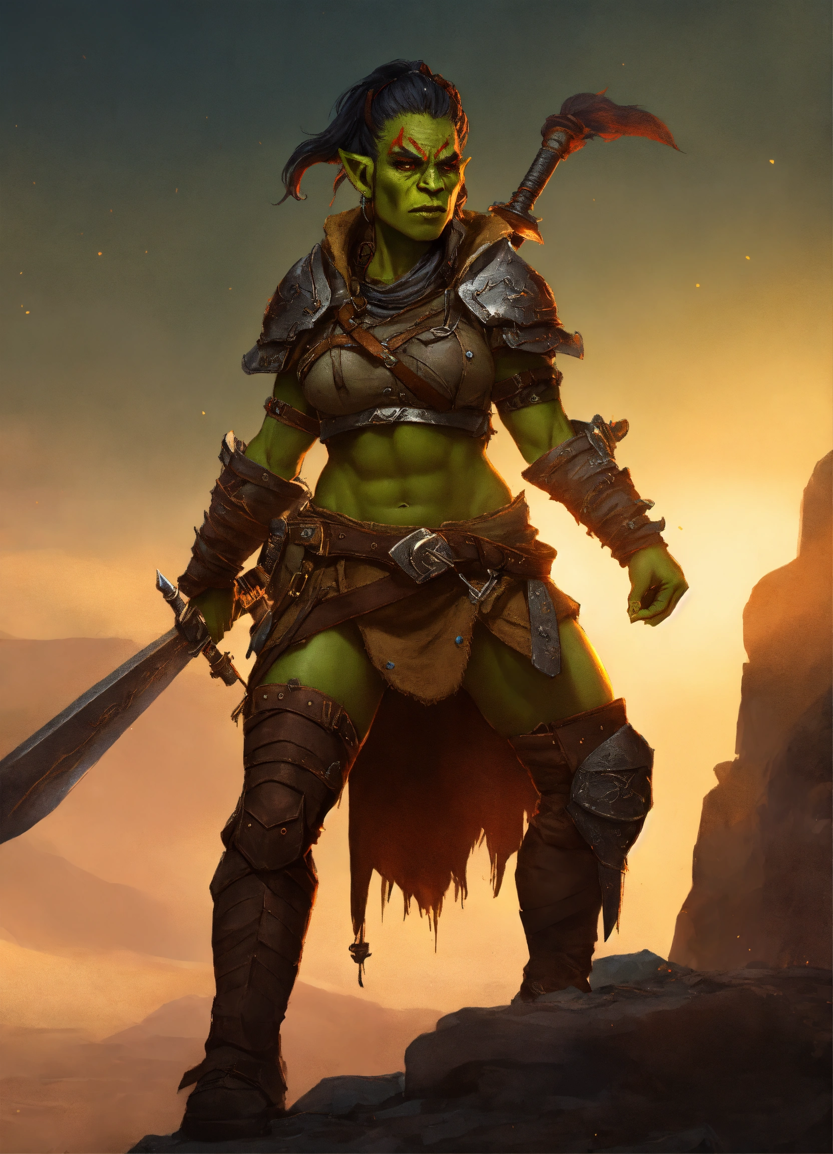 Lexica - Full-length shot, female orc, warrior