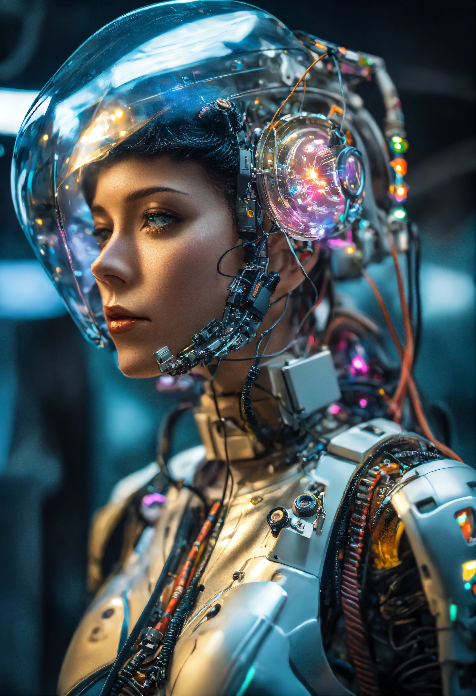 Lexica - Portrait photography, a cyborg astronaut woman head without ...