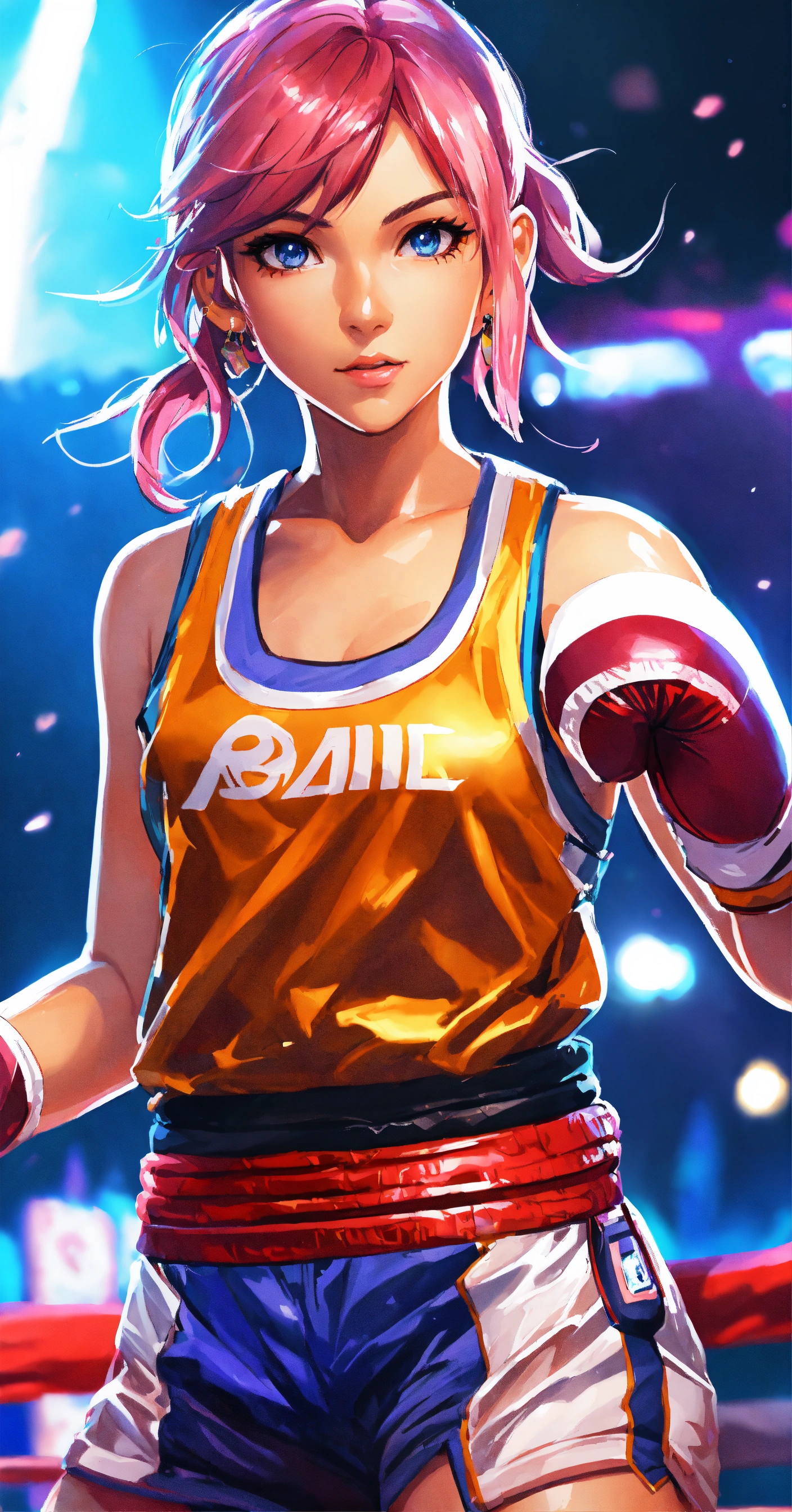 Lexica - Digital oil painting of a cute anime girl wearing a boxing ...