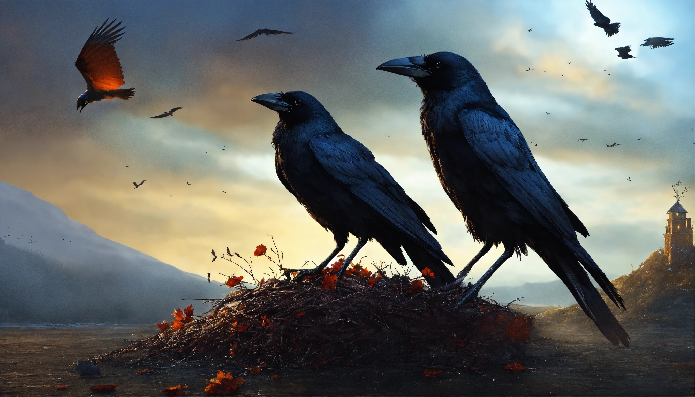 Lexica - "crow death, 3D pictures, storybook illustration, digital art ...