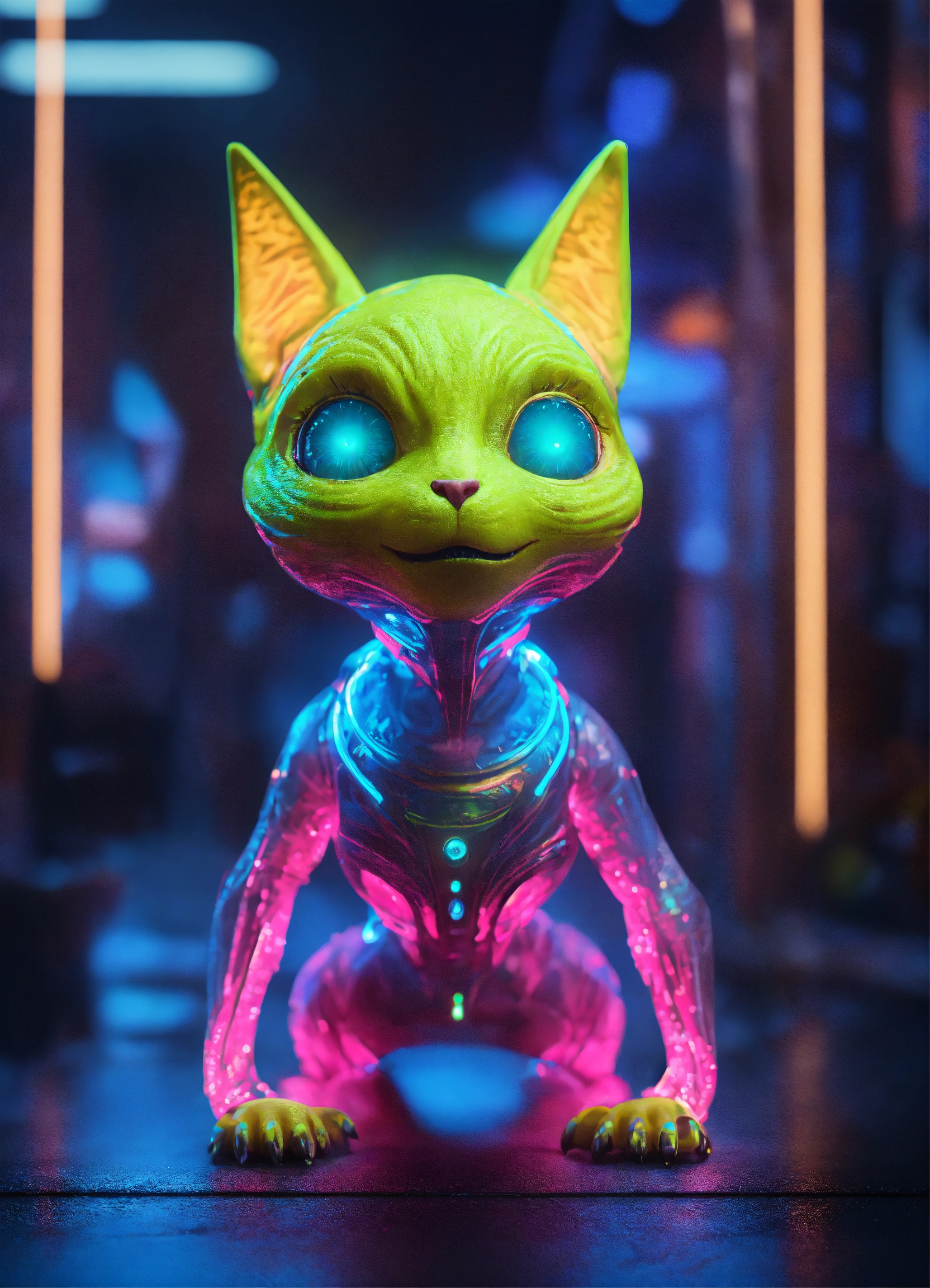 Lexica - Gelly cute adorable alien monster, full-body, neon glow ...