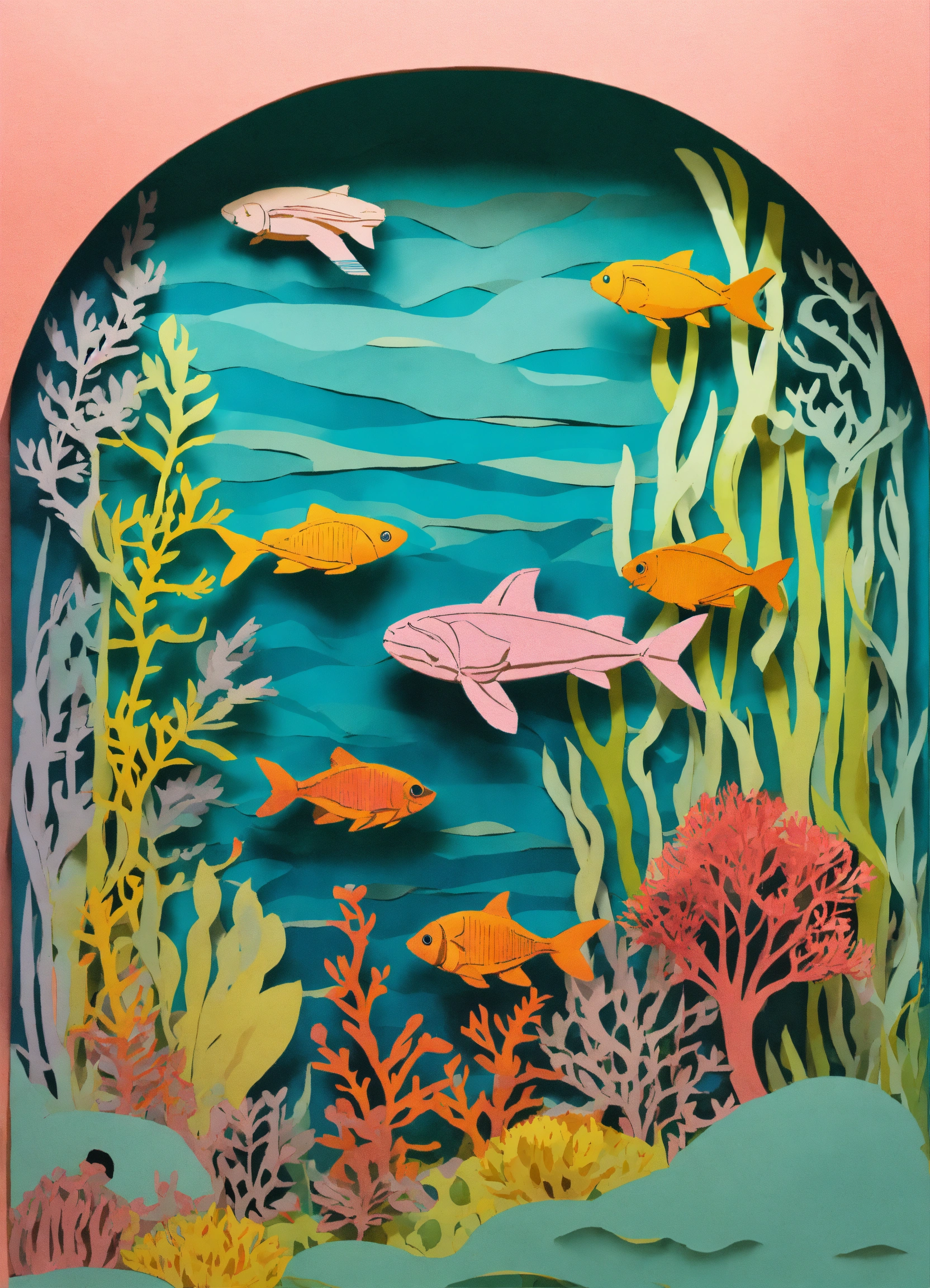 Lexica - 2d laser cut paper illustration. Layered paper. Submarine ...