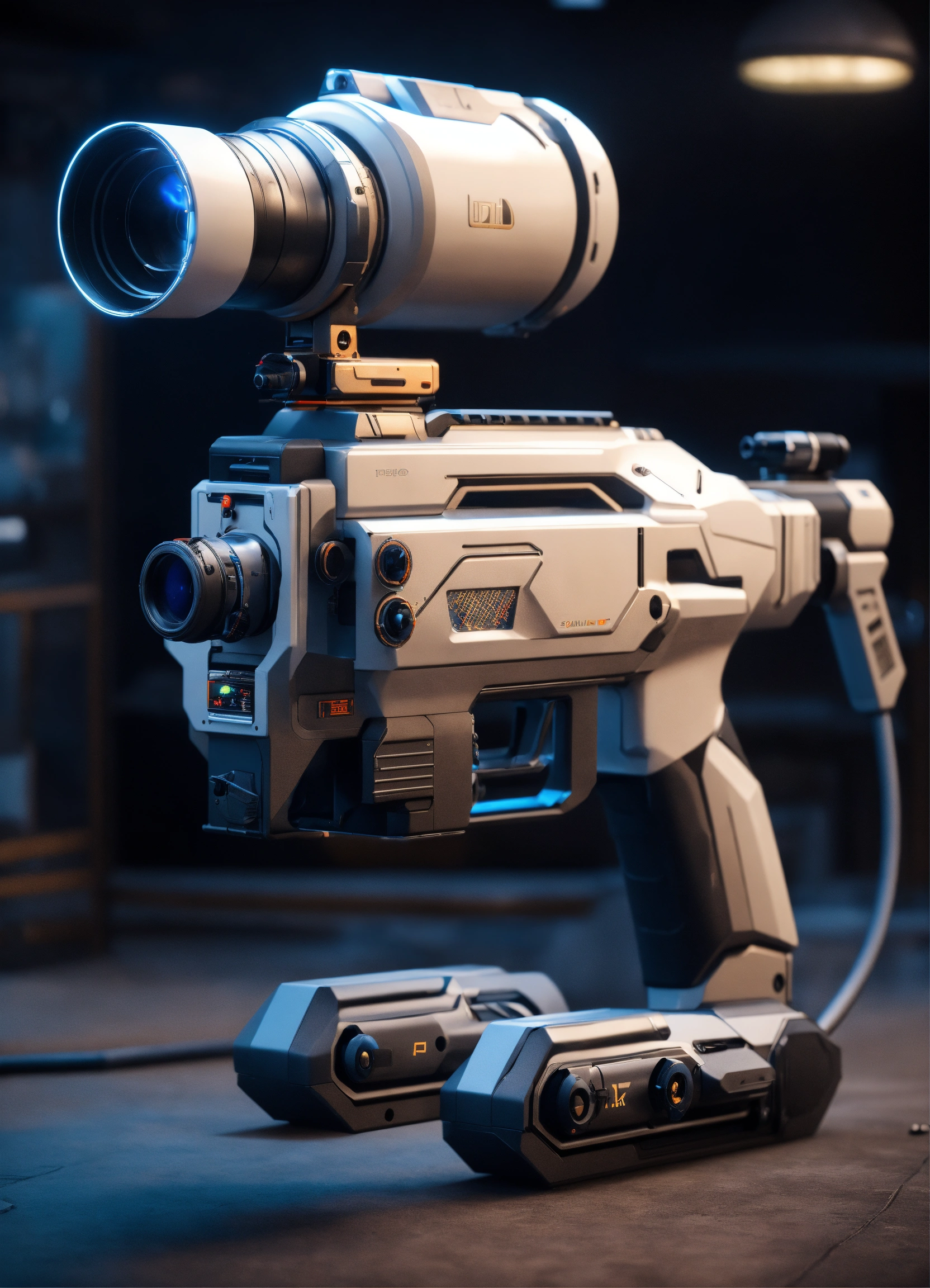 Lexica - Long white sound cannon, handheld rifle, energy weapon,, sleek ...