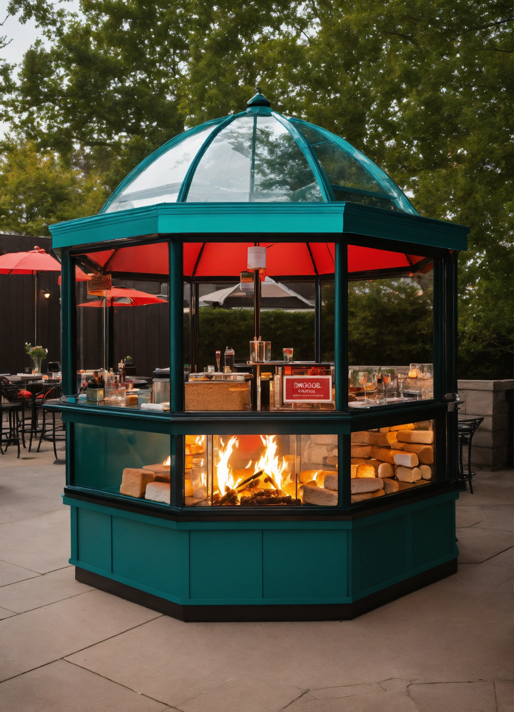 Lexica - Elegant teal glass igloo booth to sell smores outside a ...