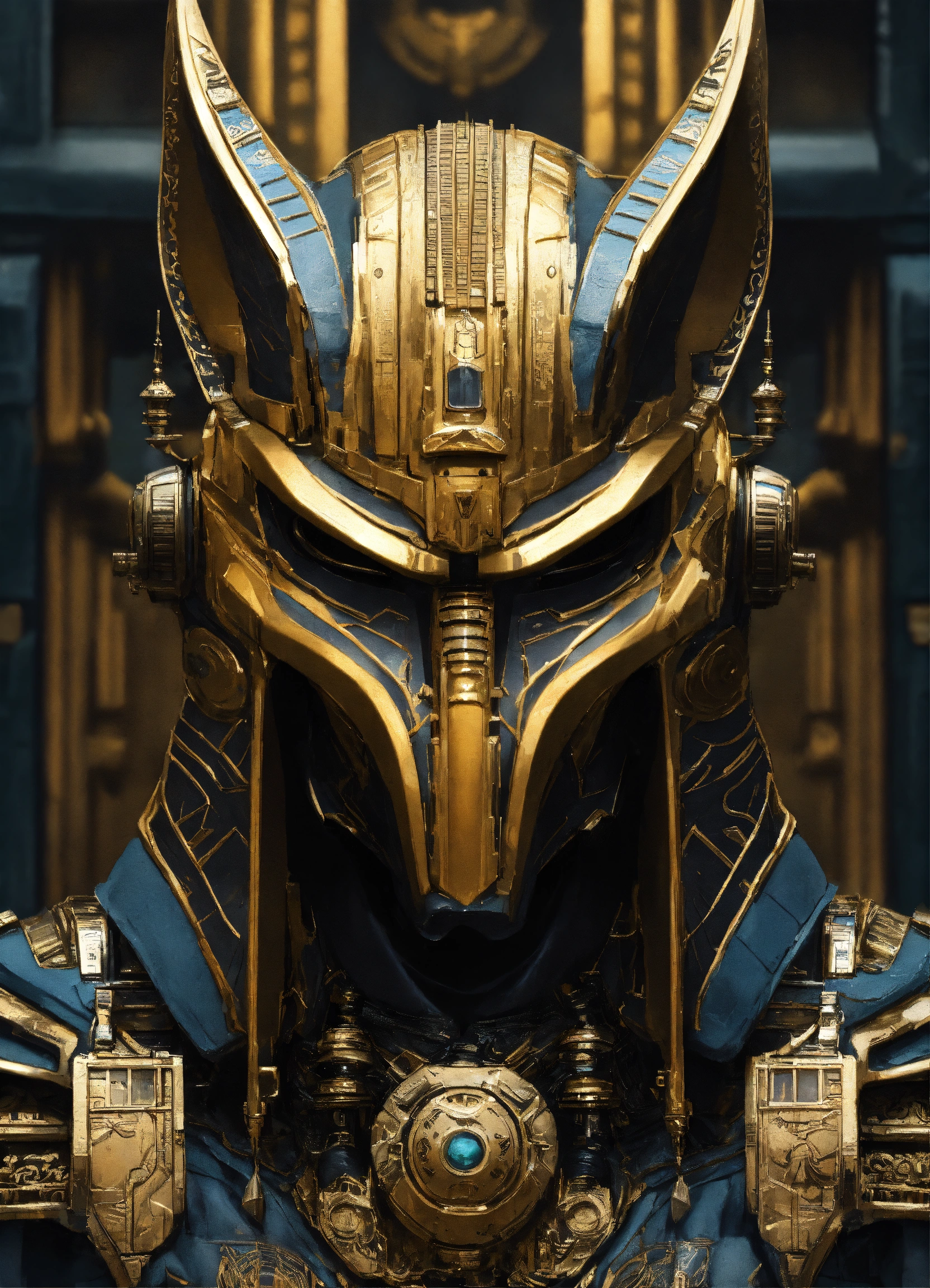 Lexica - A close up of an Anubis wearing a helmet, symmetrical ...