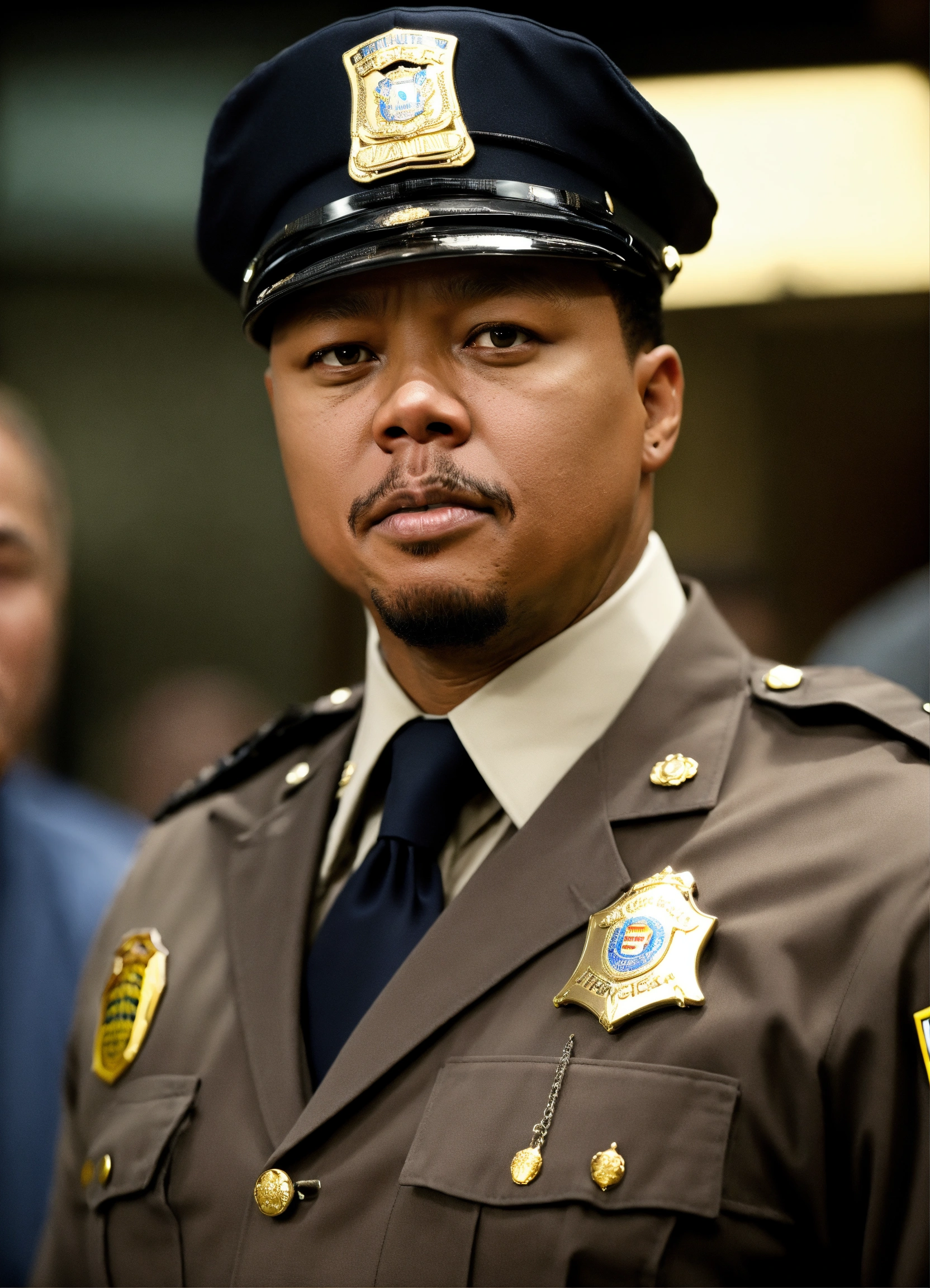 Lexica - Terrence Howard serious, worried, police uniform, ultra realistic
