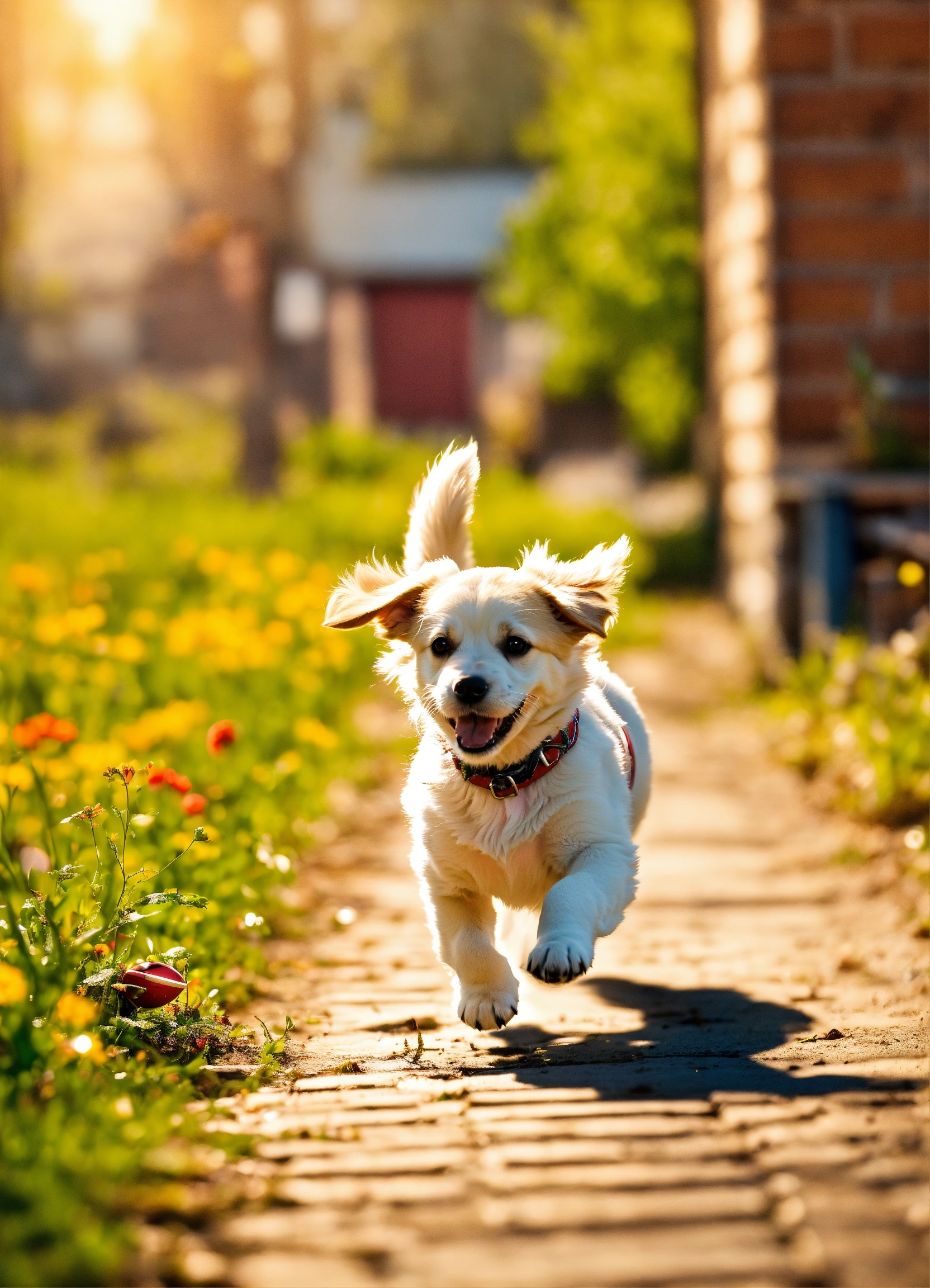 Lexica - A small town scene with A LOST PUPPY. PUPPY PLAYING WITH ...