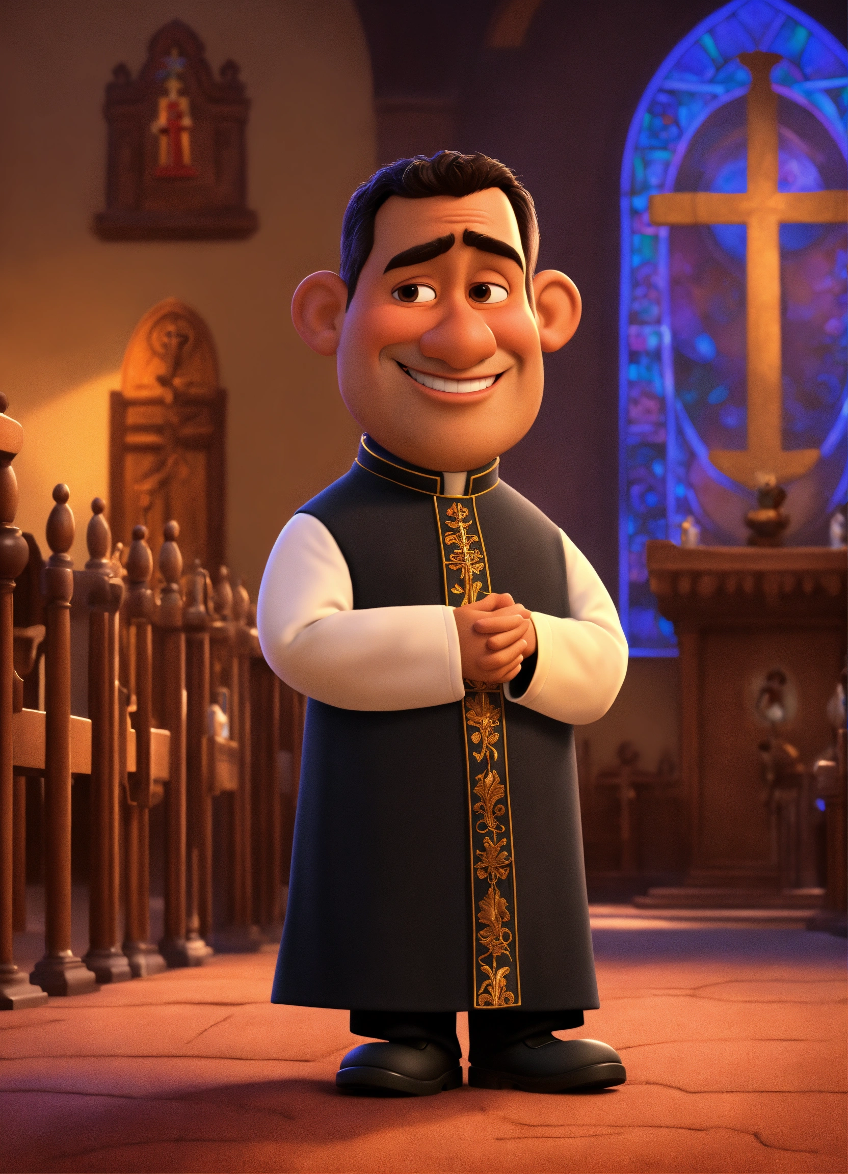 Lexica - Pixar animation of a mexican catholic priest, pixar style cartoon
