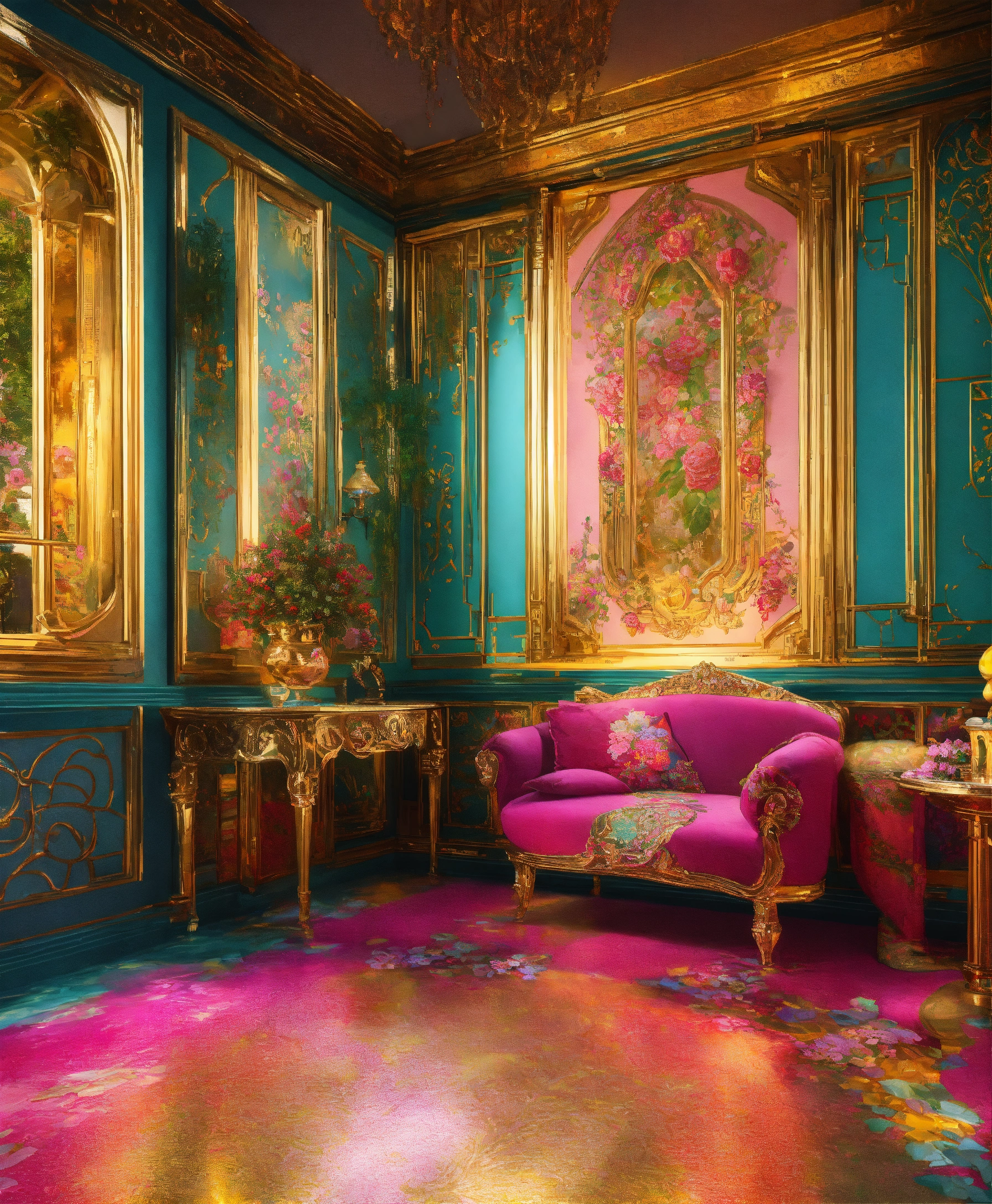 Lexica - Futuristic beautiful French mansion interior glamorous ...
