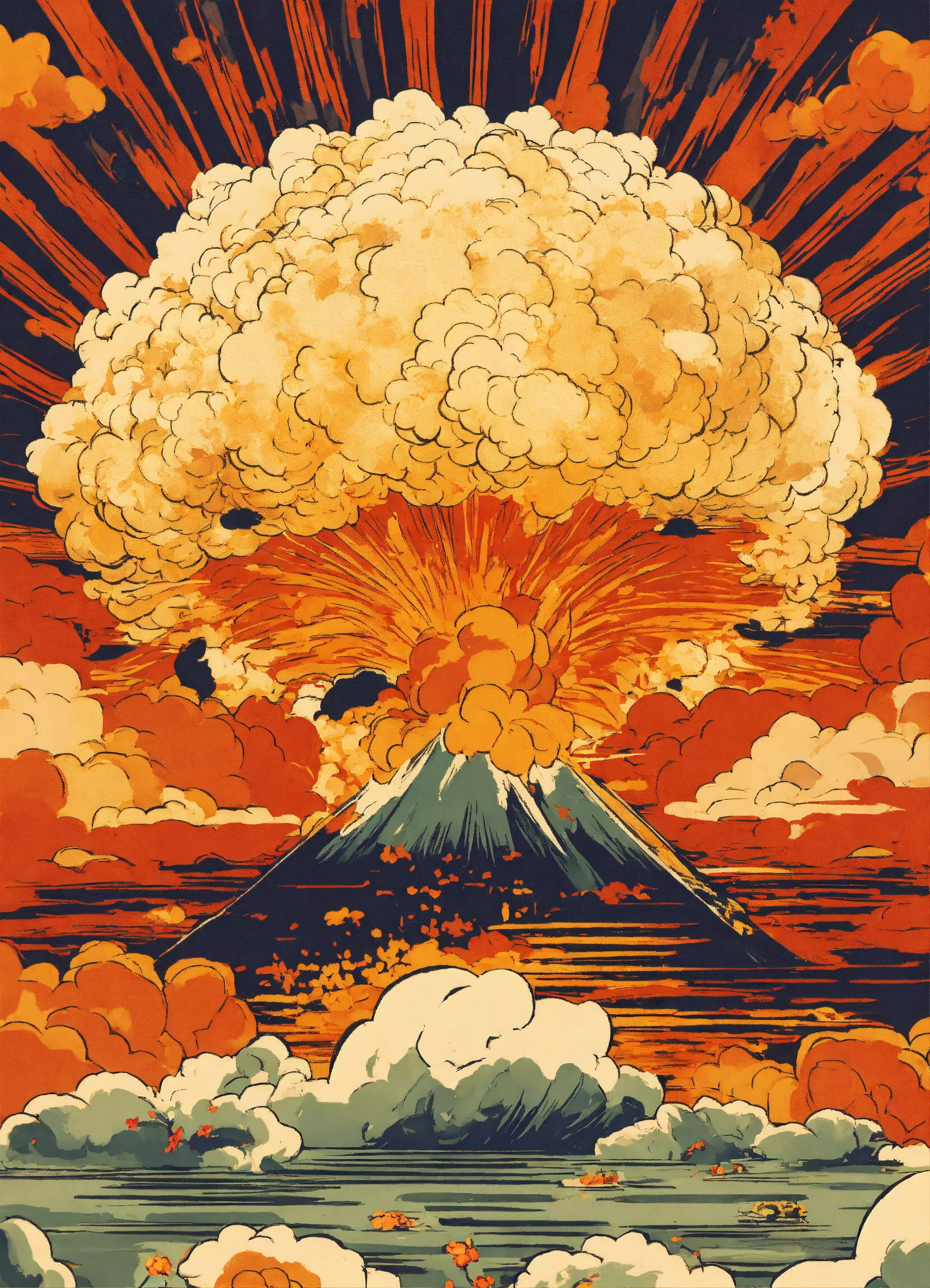 Lexica - Japanese print style, an atomic explosion