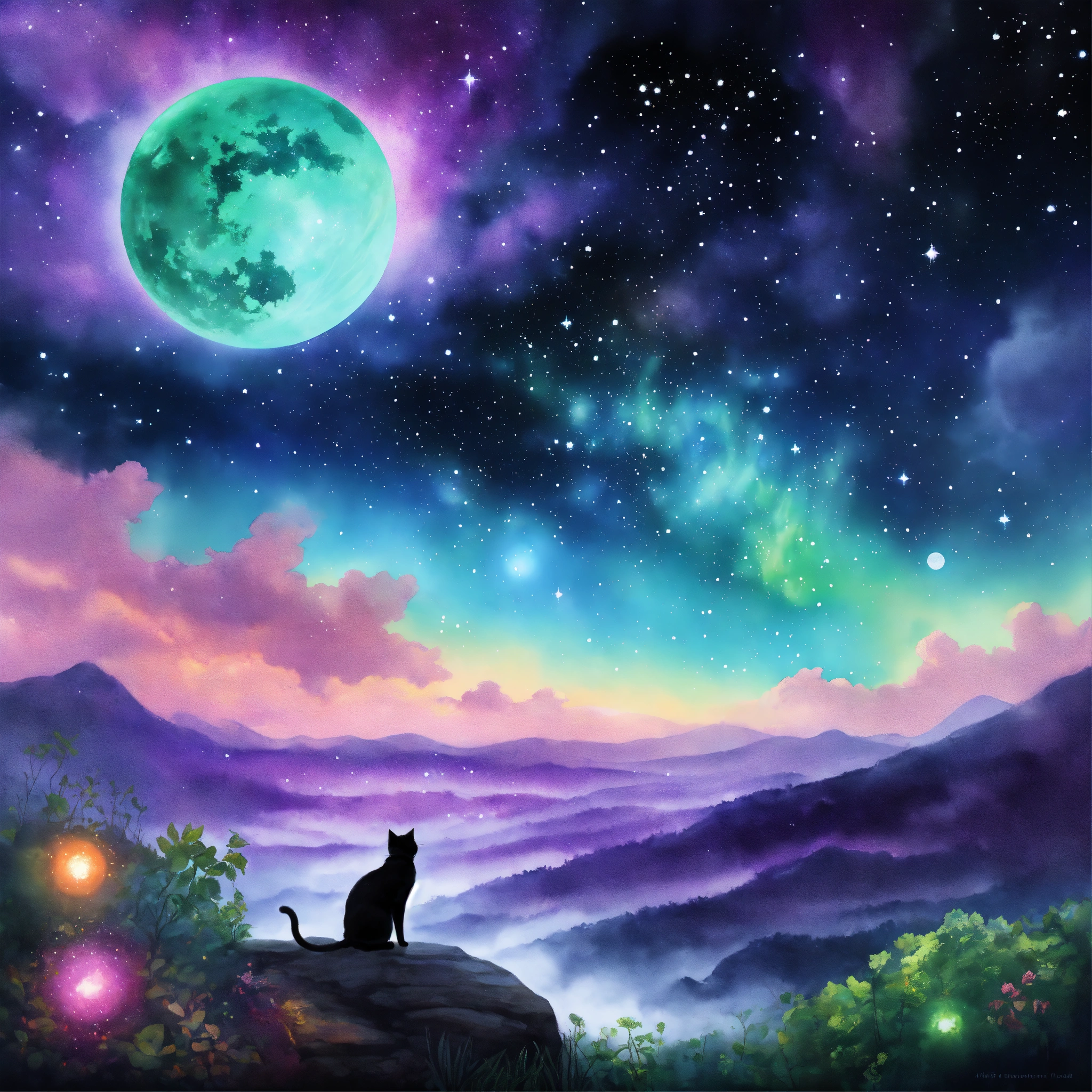 Lexica - Watercolor painting, night sky, highly detailed, endless ...