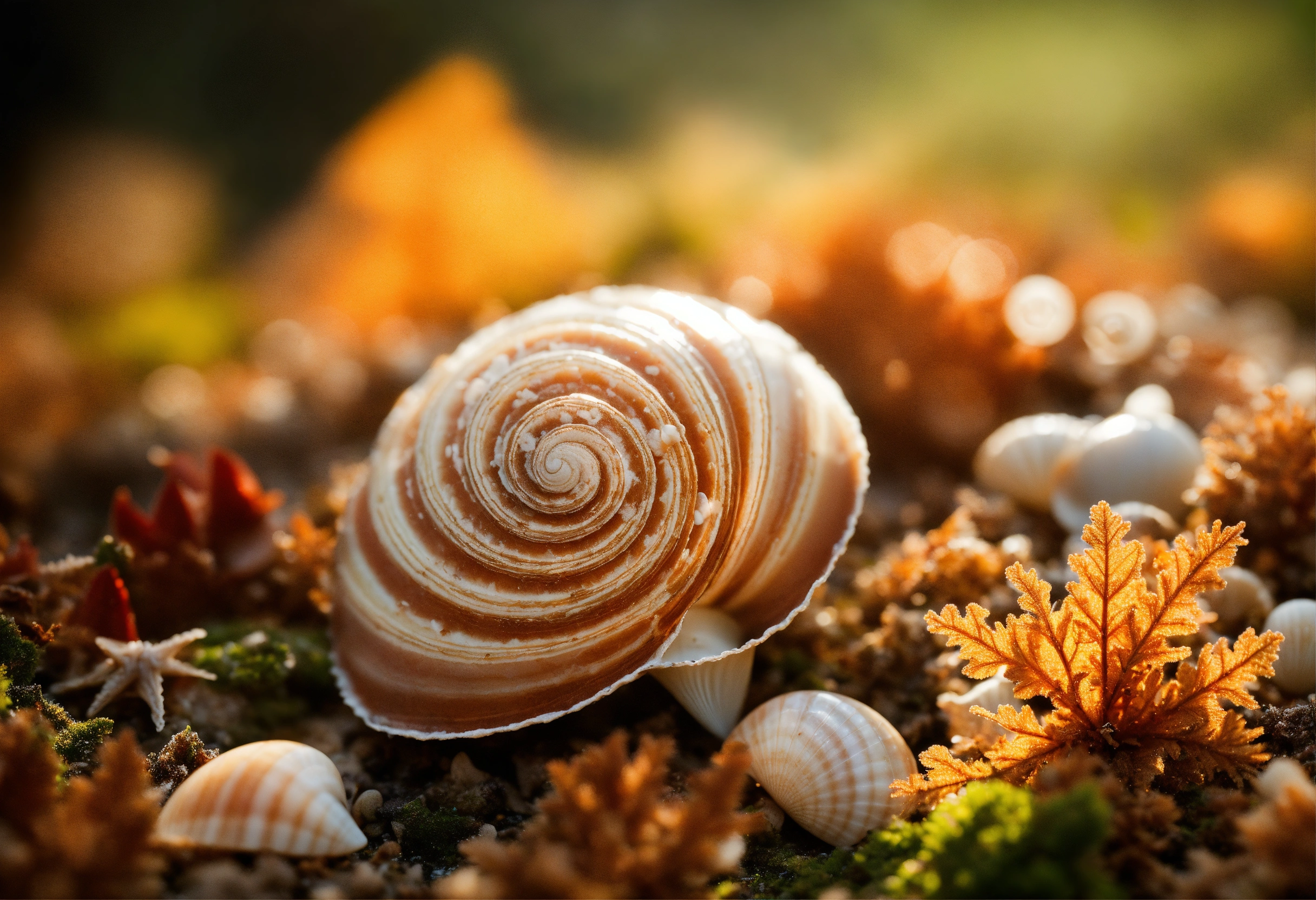 Lexica - A landscape filled with seashells delicately intertwining to ...