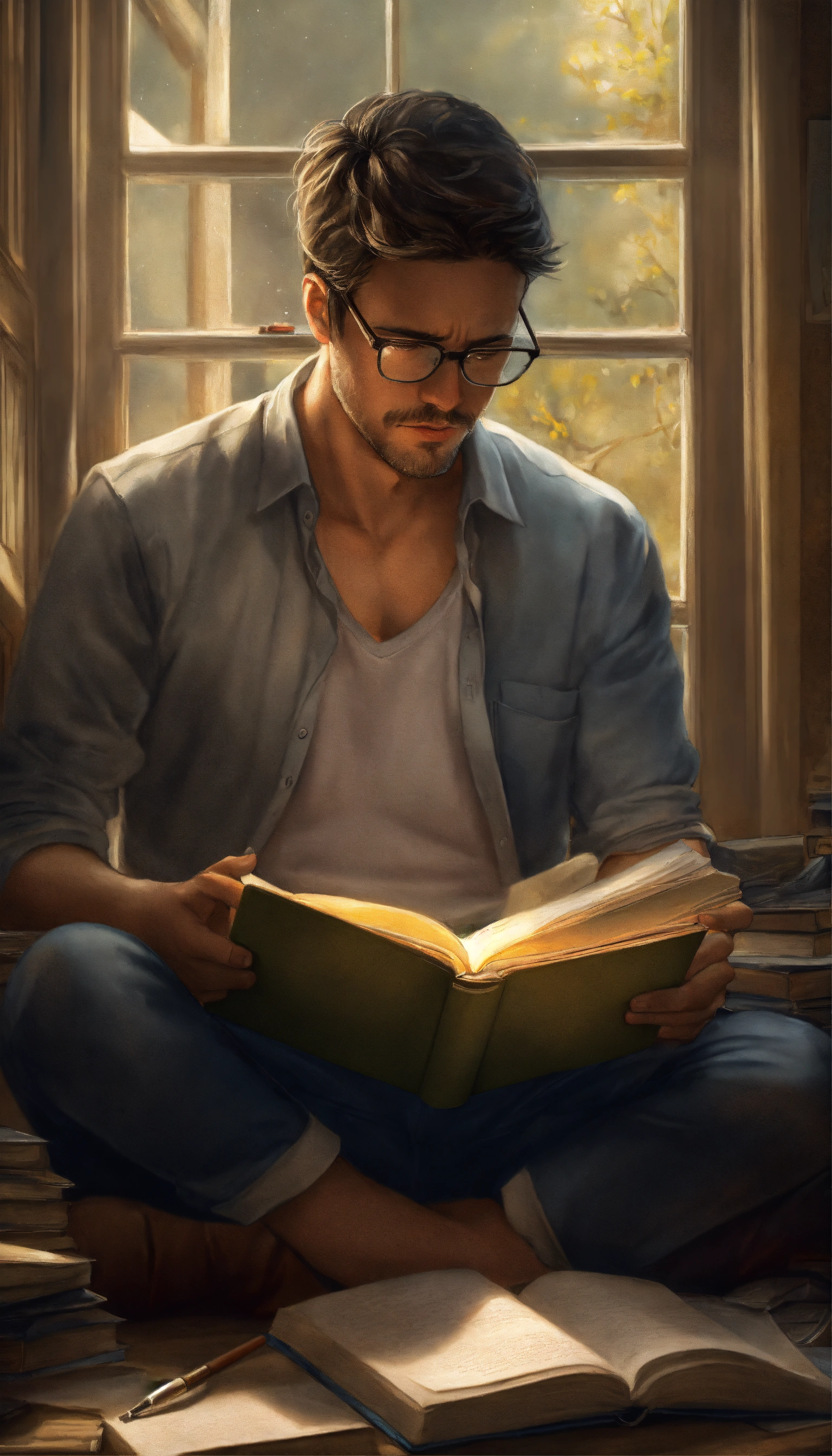 Lexica - A frustrated male writer with depression, beautiful ...