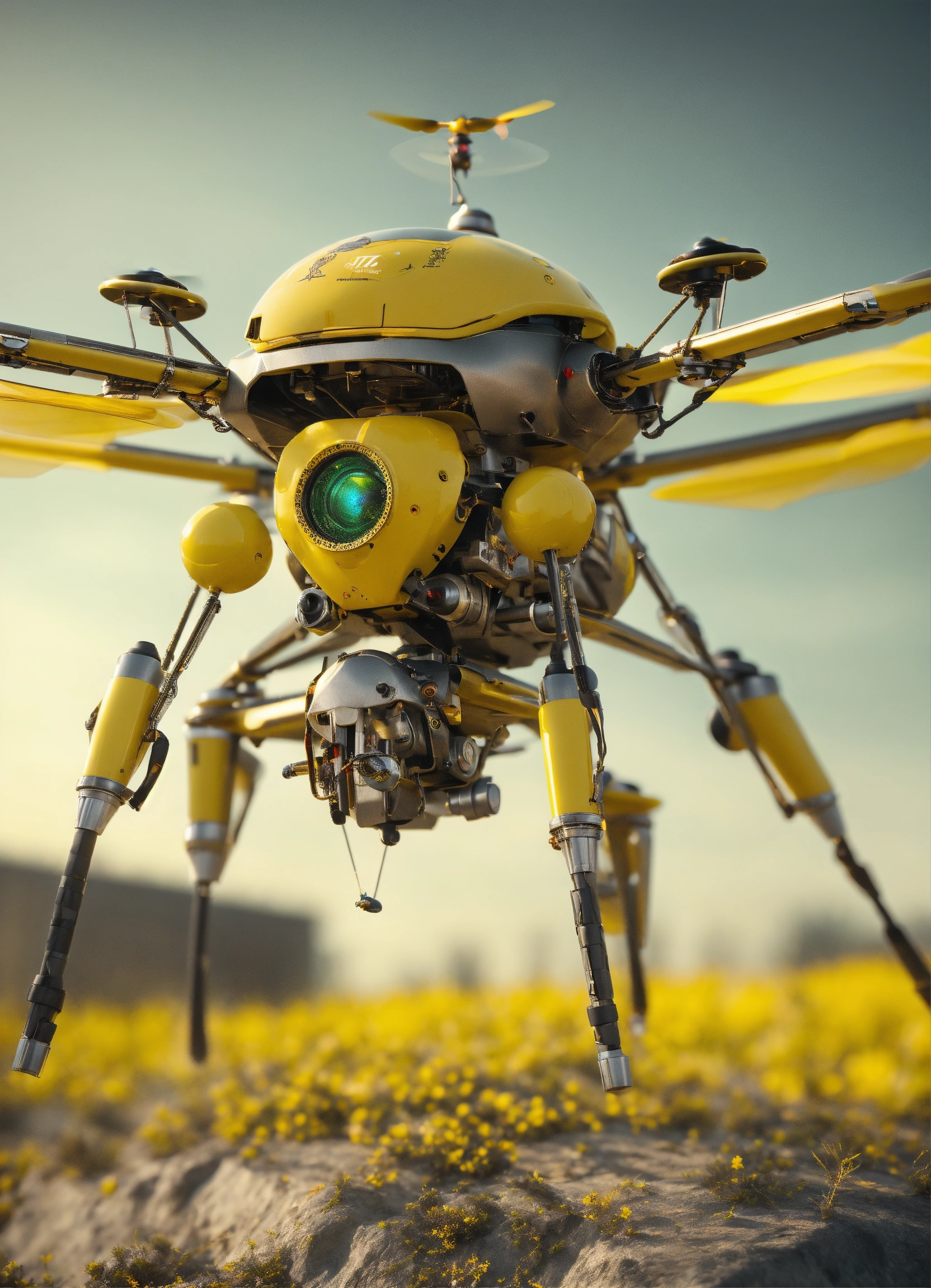 Lexica - Rigged flying mechanical insect drone, in the style of ...