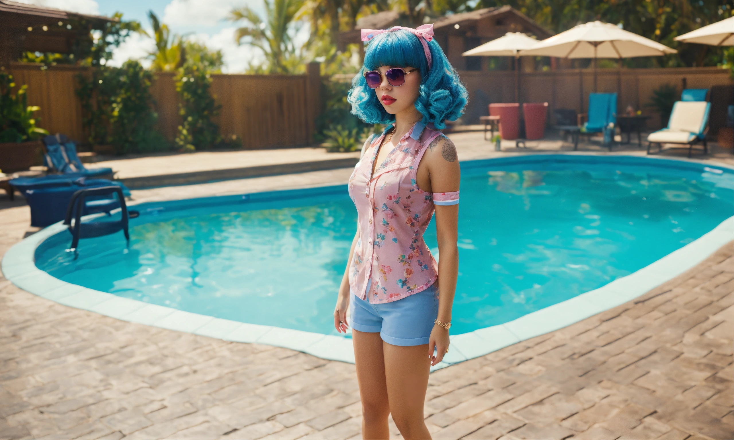 Lexica - Melanie Martinez standing in pool, ultra realistic, wearing ...