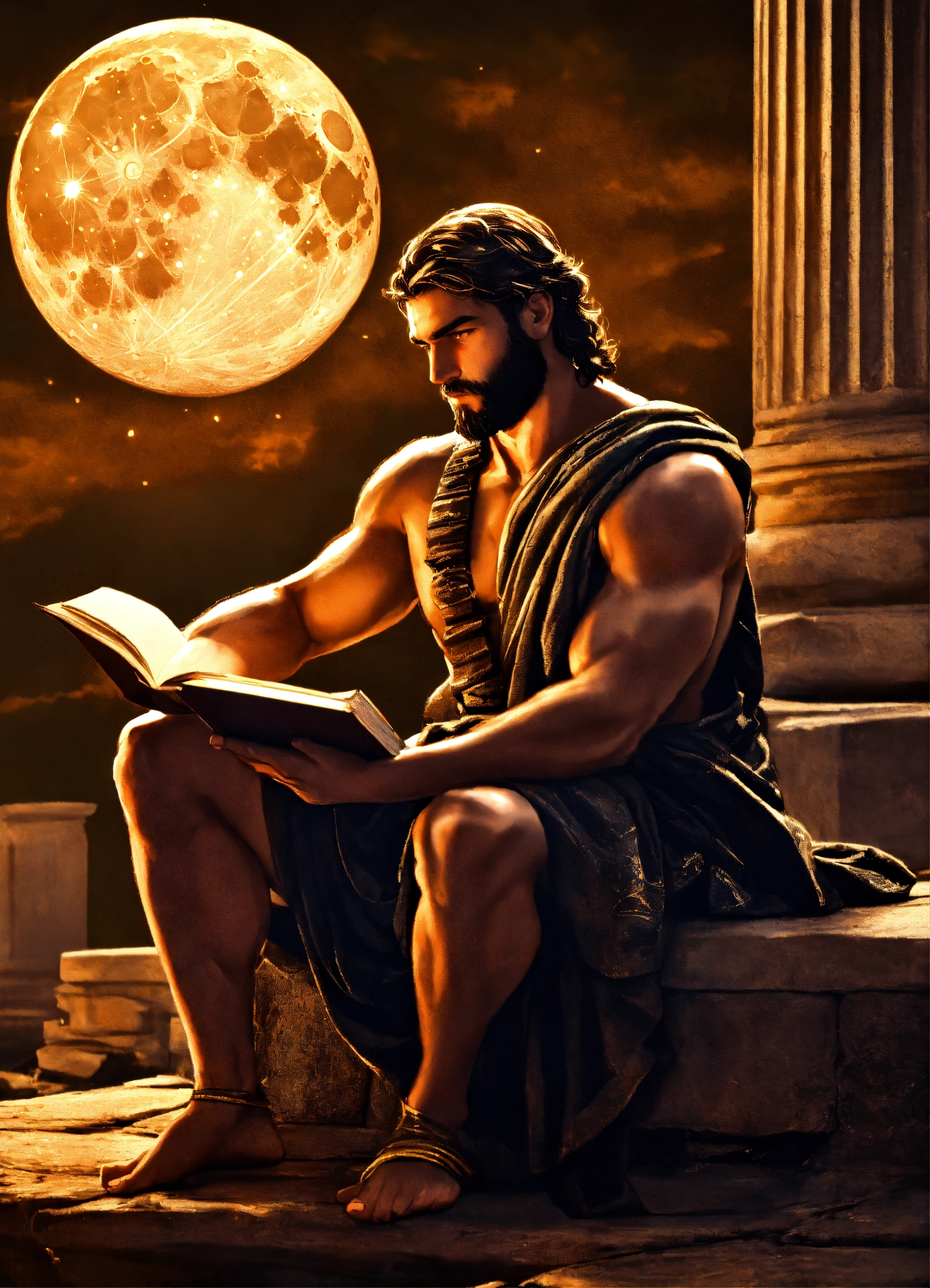 Lexica - "Please generate an image of a strong man holding a book ...