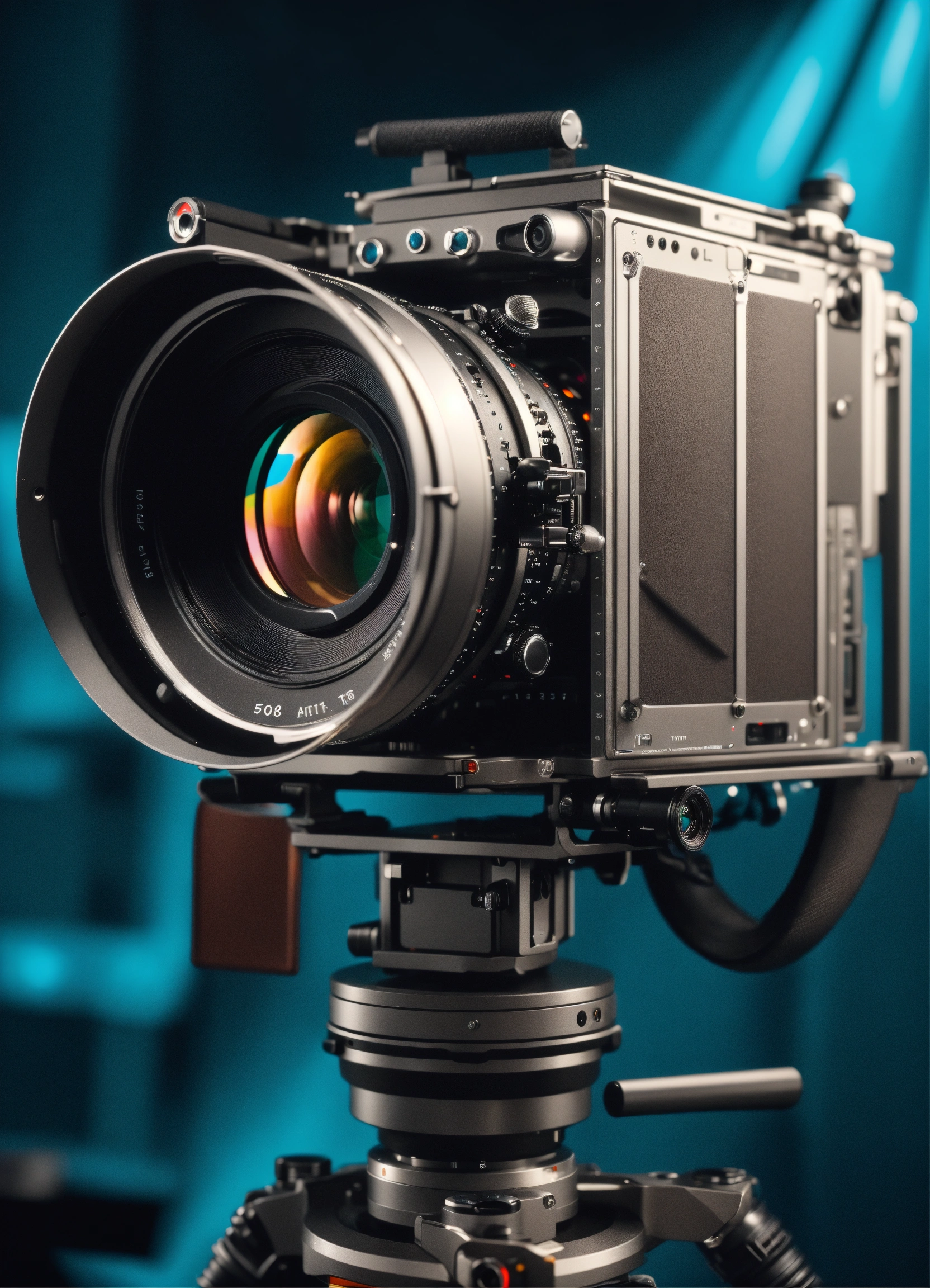 Lexica - A Futuristic retro digital cinema camera made of titanium on a ...