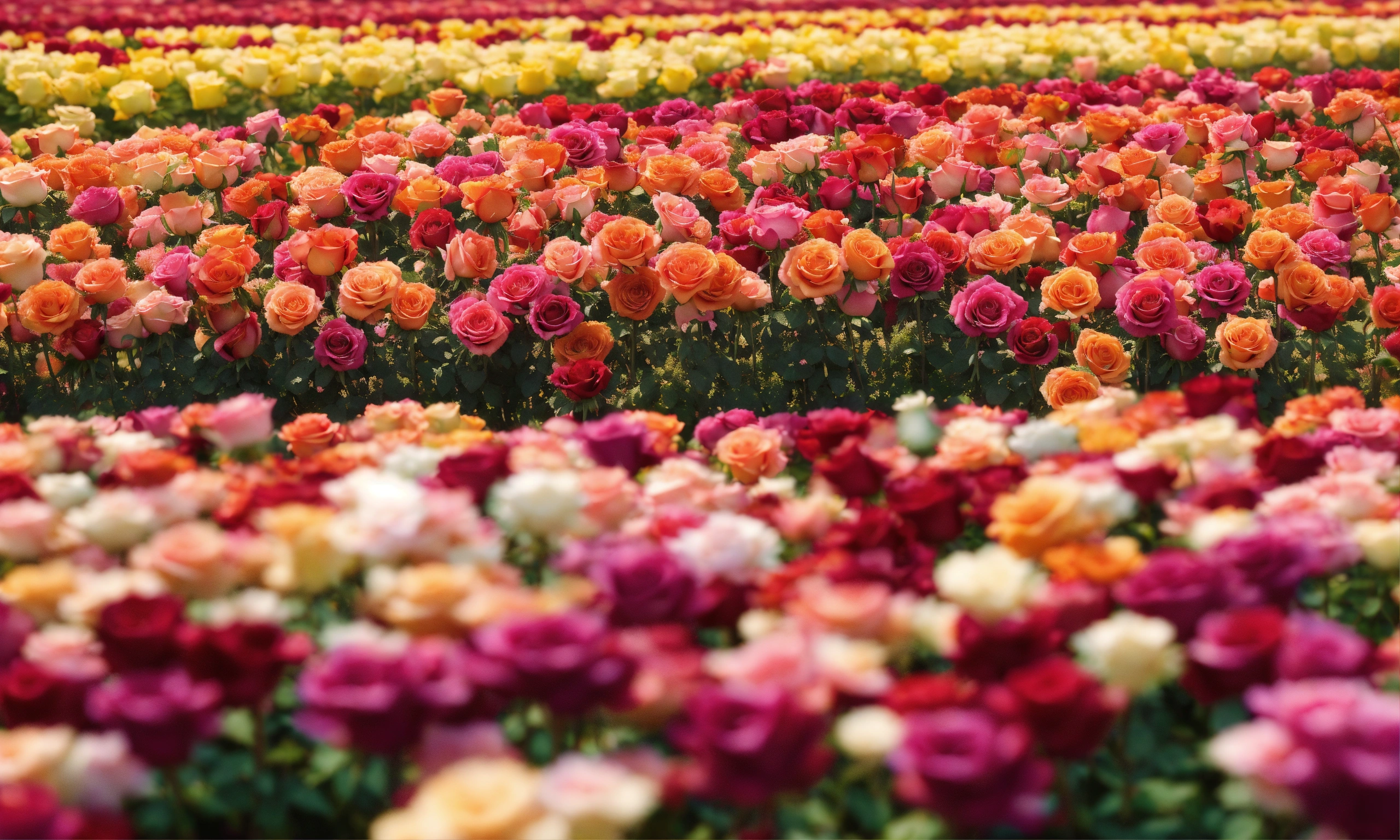 Lexica - Move on to a picture of a field of colorful Roses, with rows ...