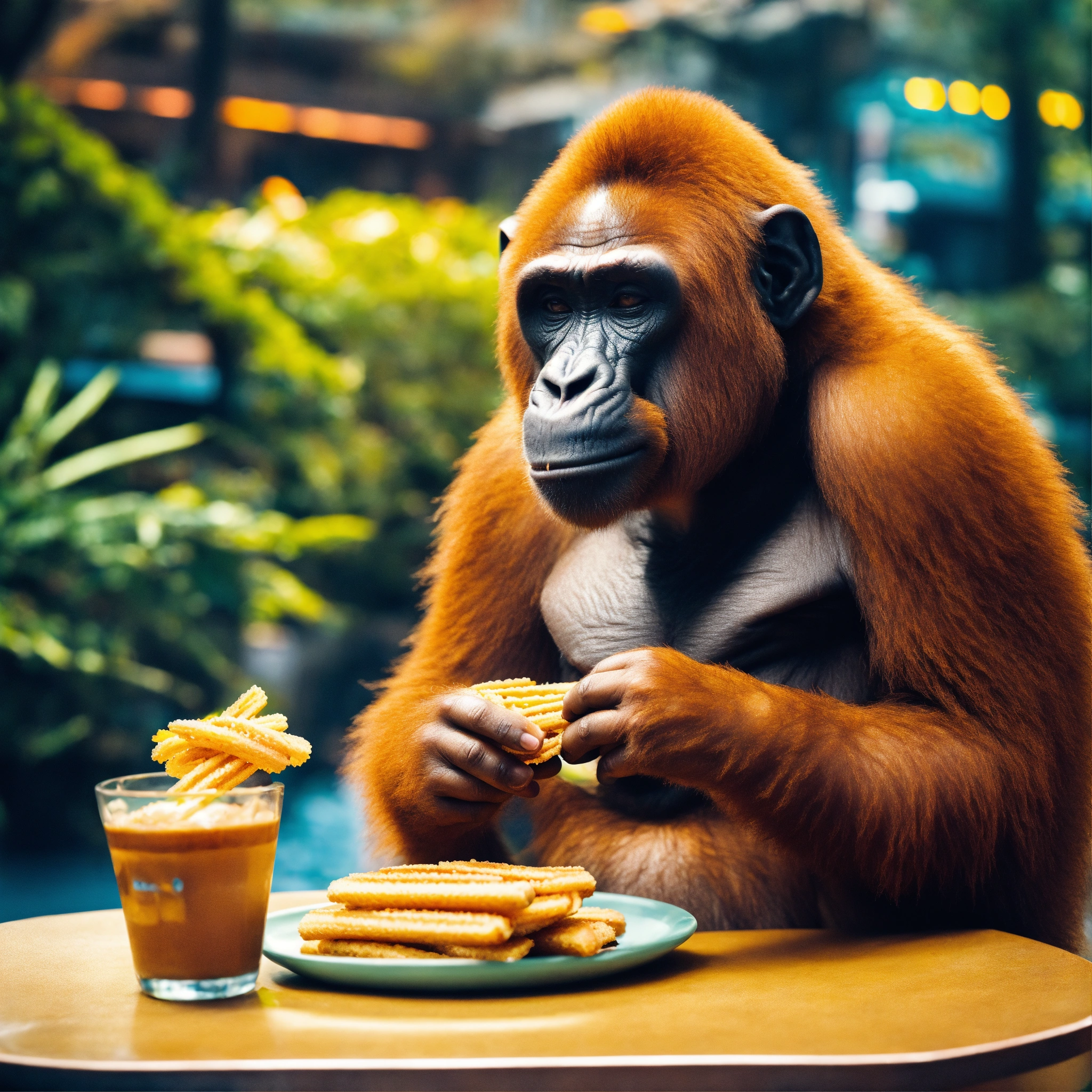 Lexica - Futuristic ape eating churros