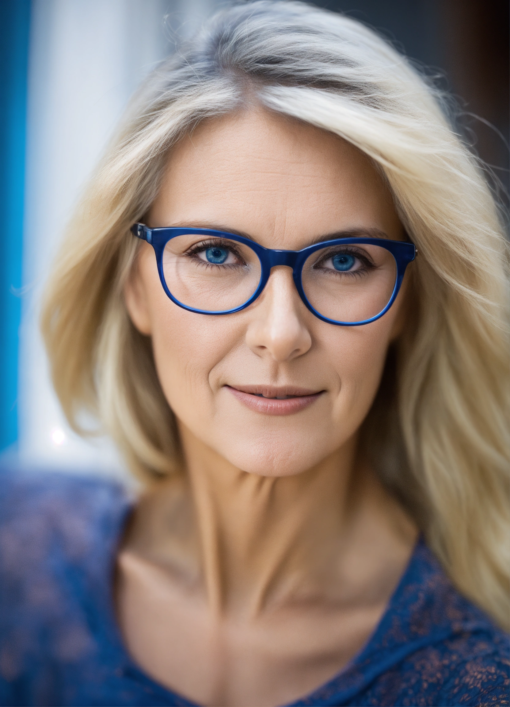 Lexica - Blond woman 50 years age, looking into camera, white skin ...