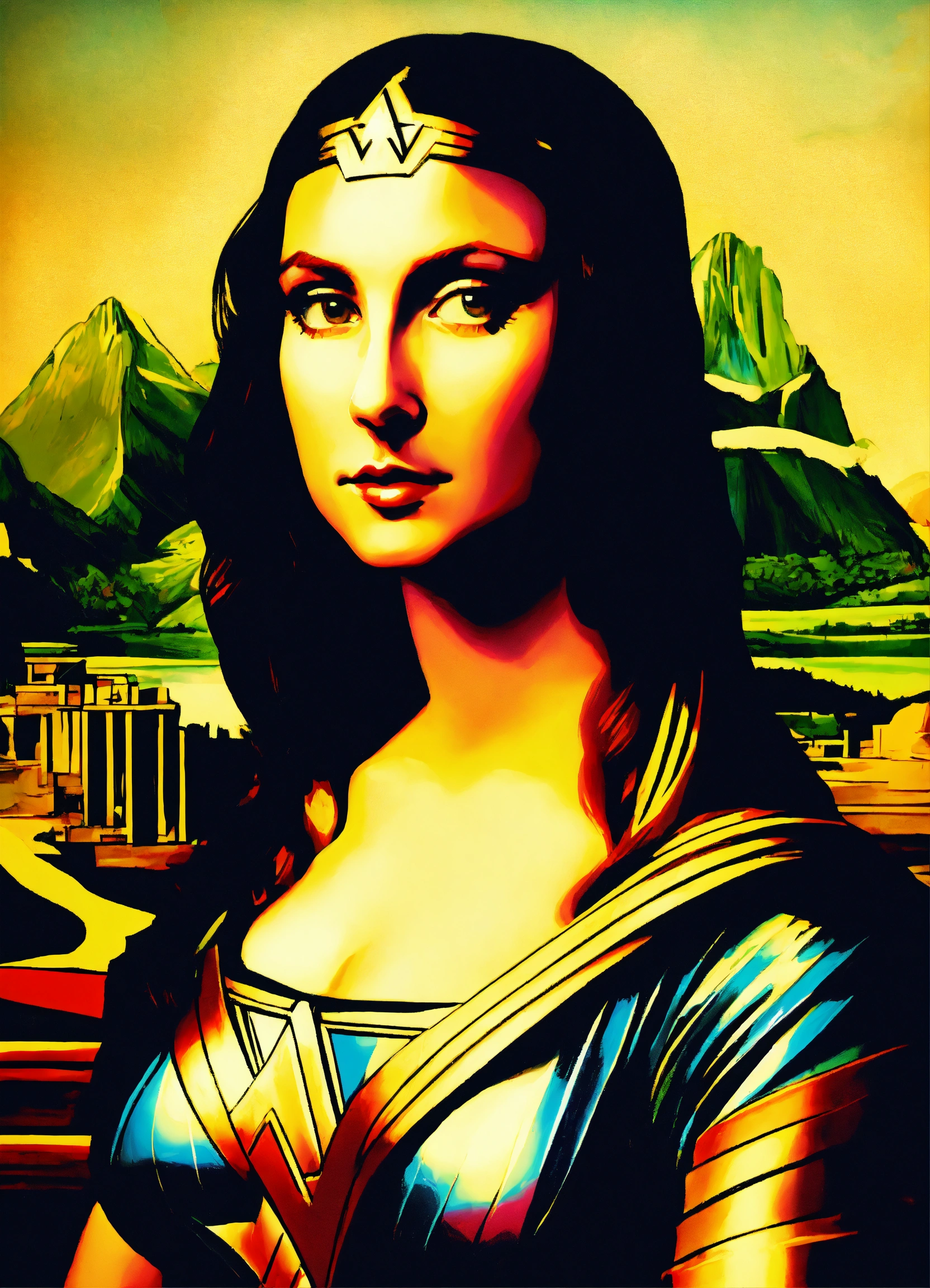 Lexica - Mona Lisa as wonder woman, strong