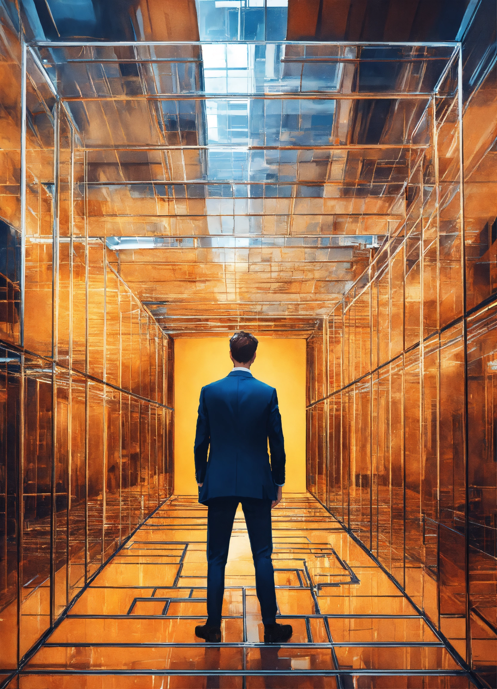 Lexica - Man in the glass labyrinth in modern style game