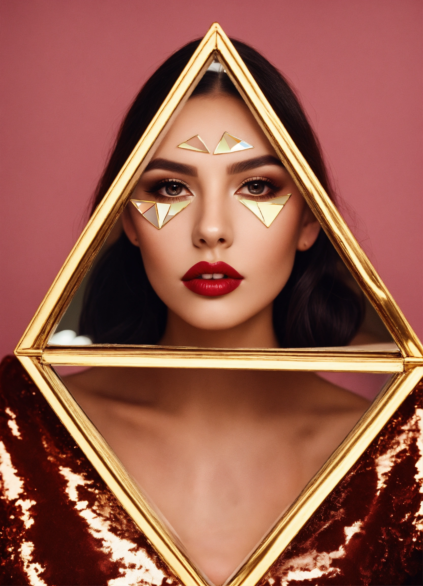 Lexica - Lips makeup in triangle downturned shaped mirror, beautiful ...