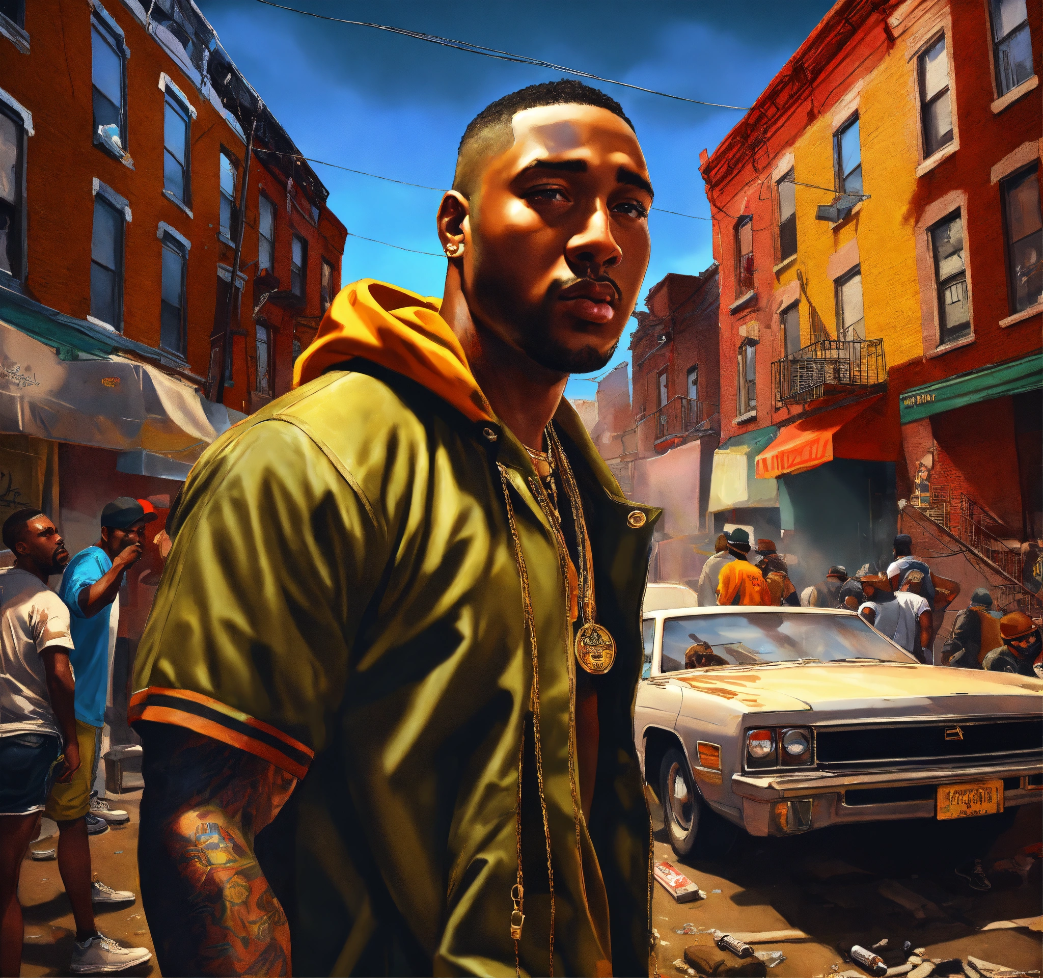 Lexica - Pop art, hyperrealist portrait of rapper "Maino " fighting in ...