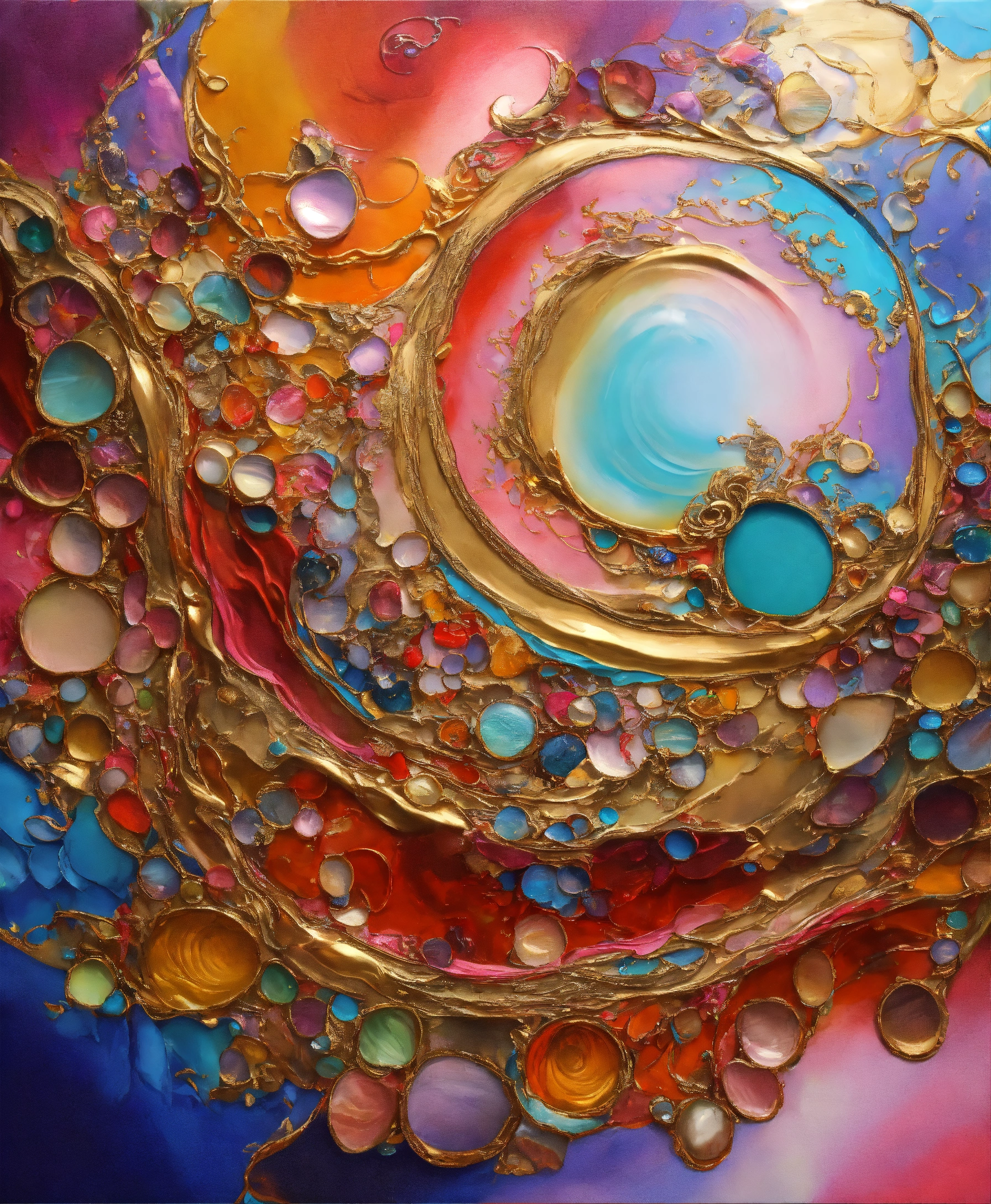 Lexica - Colorful abstract painting oil and water complex complicated ...