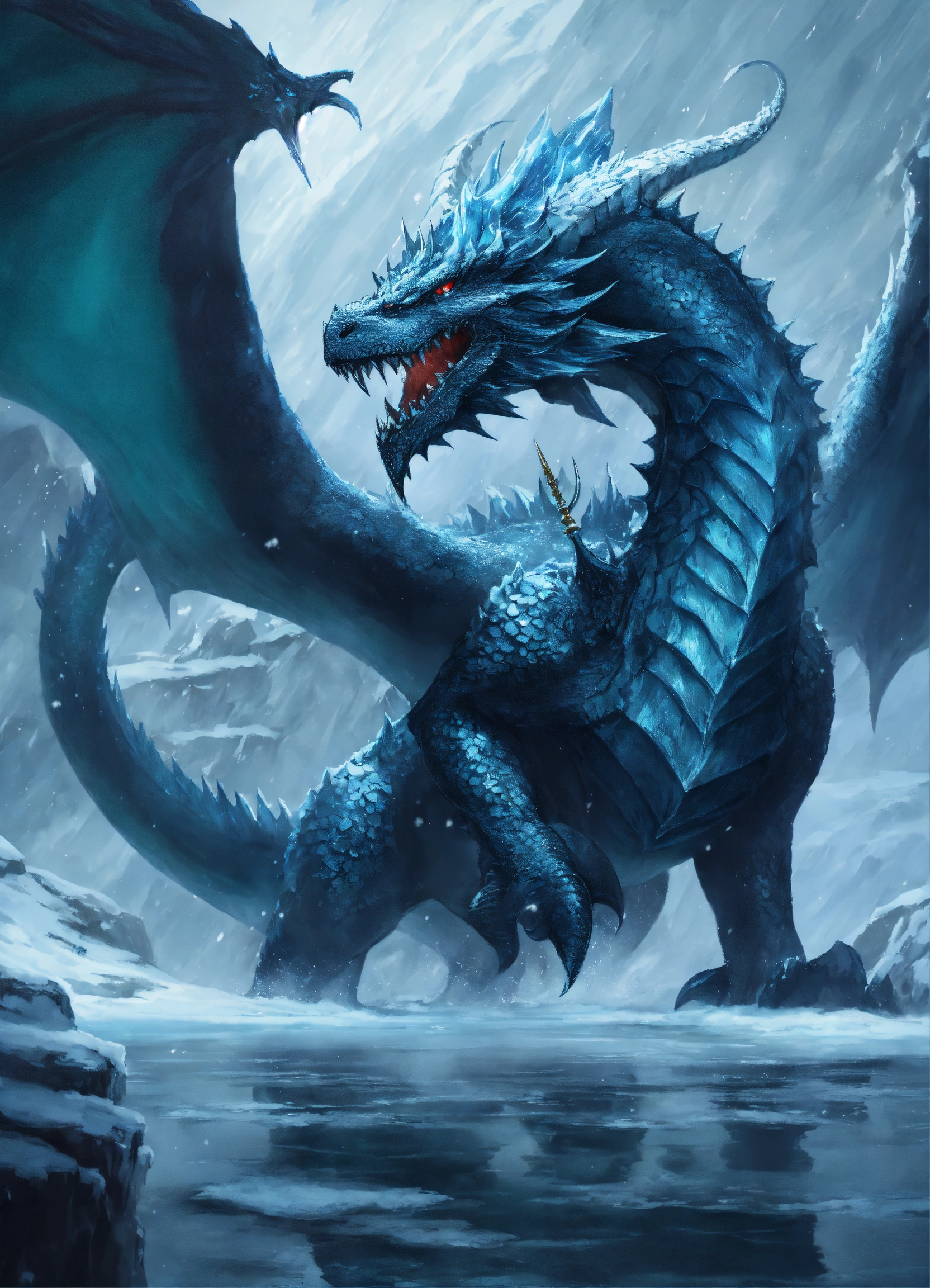 Lexica - Frost dragon in cold water, icy and snowy, dnd, fantasy ...