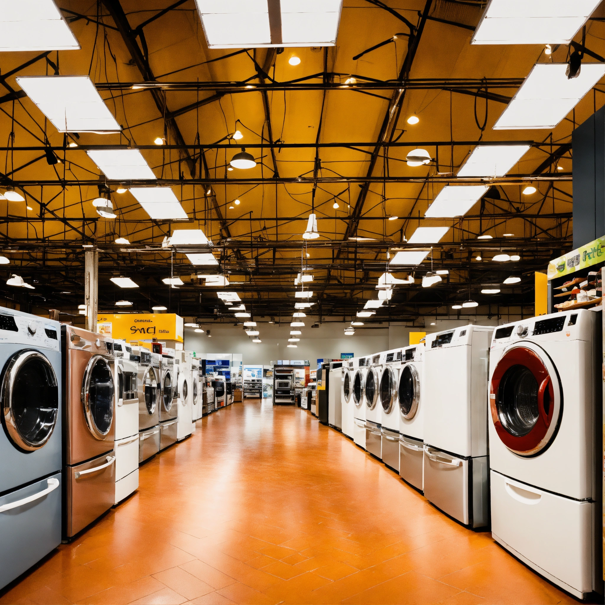 Lexica - A photo of a large home appliance store. The store is filled ...