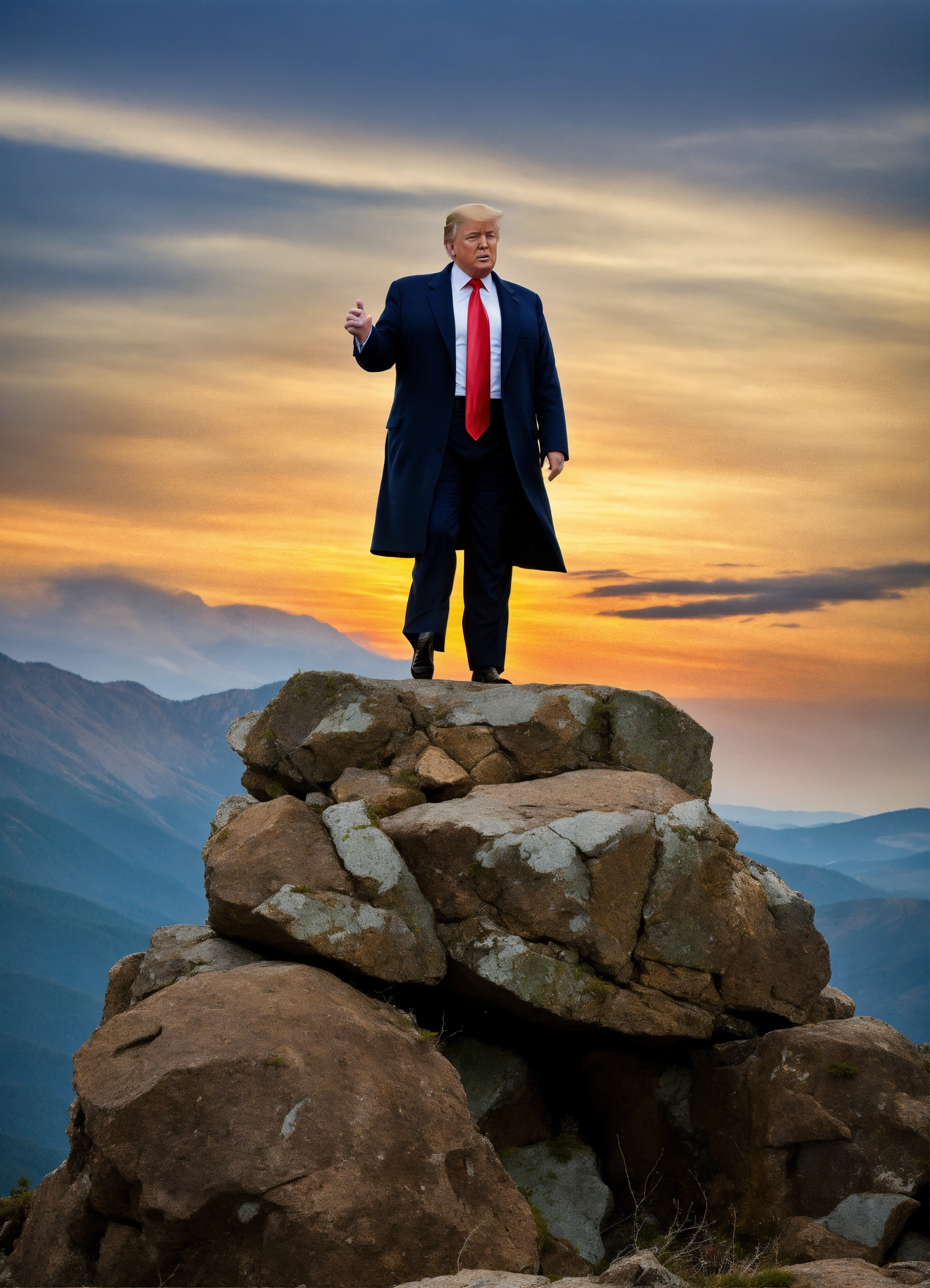 Lexica - Donald trump on top of mountain