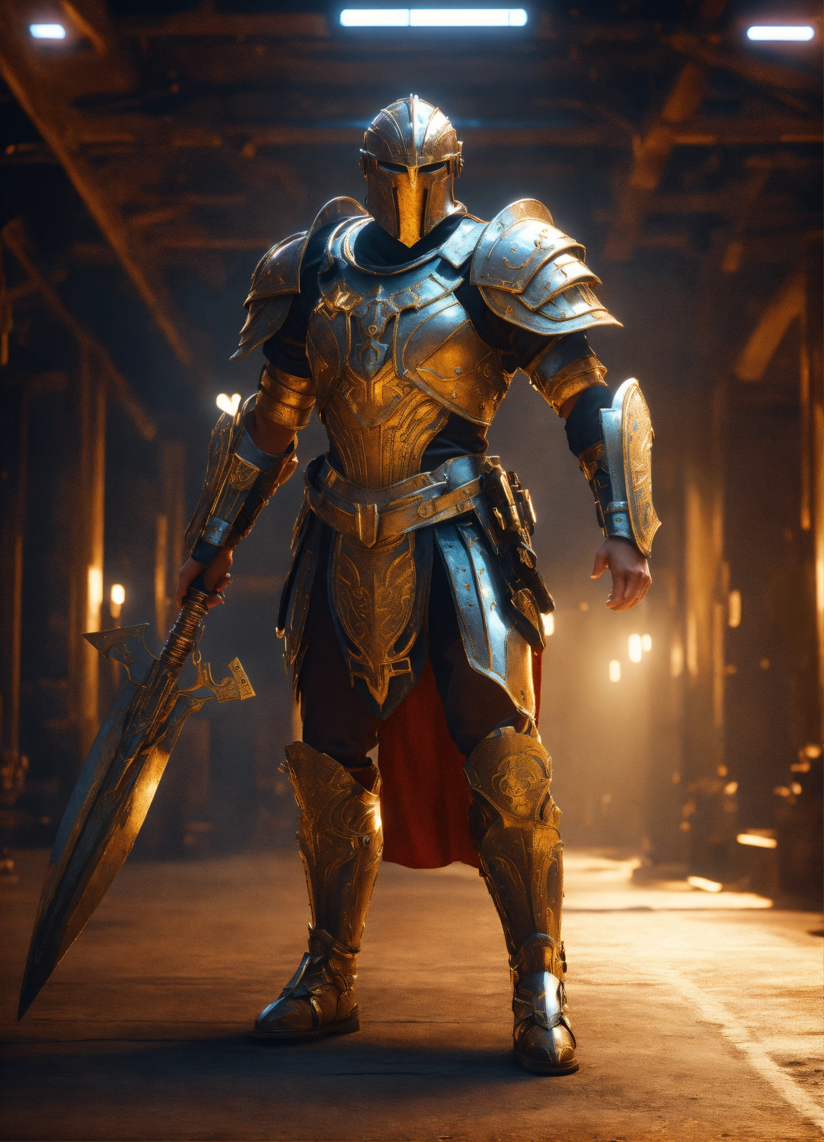 Lexica - Full body of a sci fi gladiator, slender body proportions ...