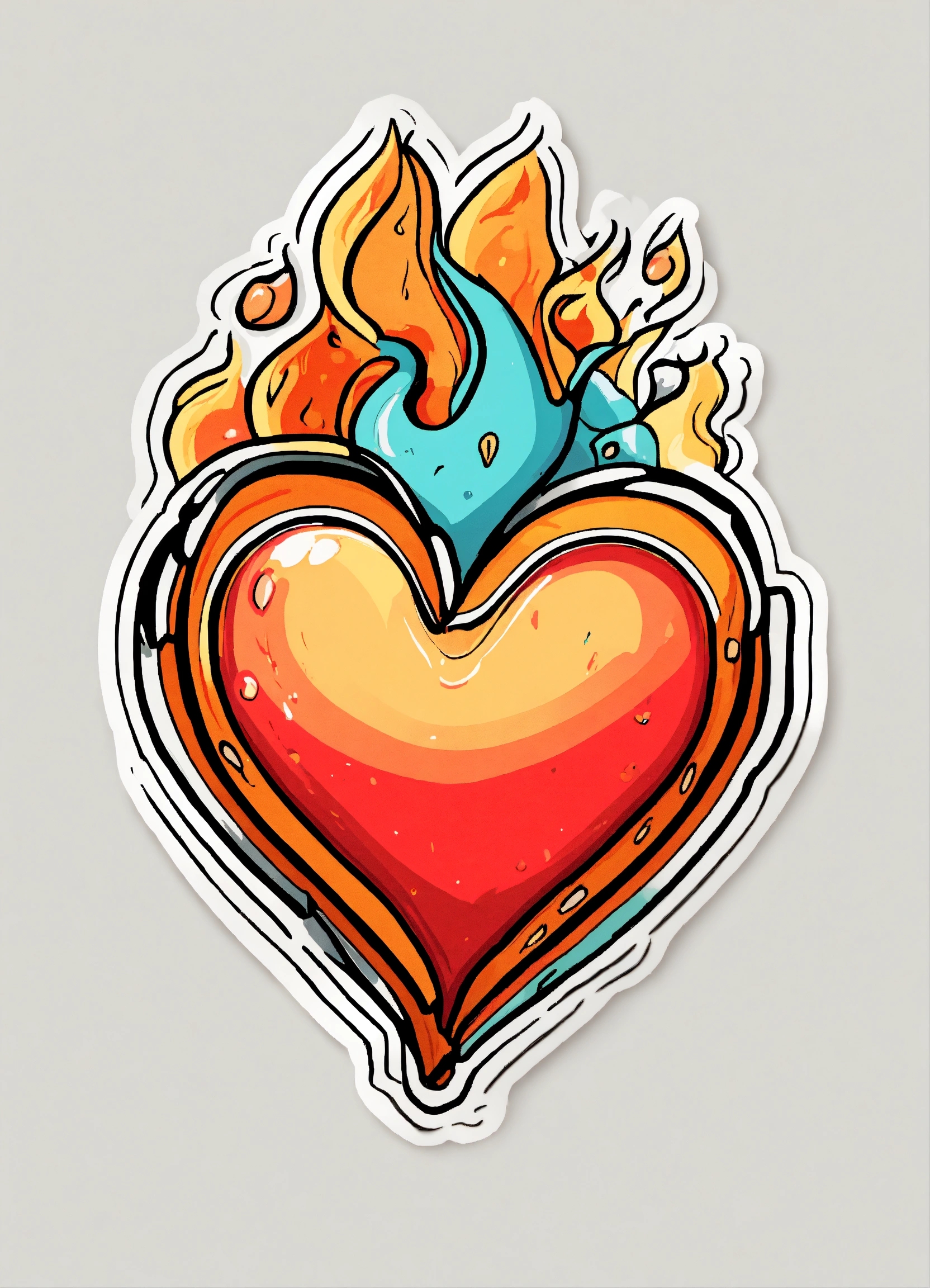 Lexica - Sticker, burning heart, melting heart, cute, stylized ...
