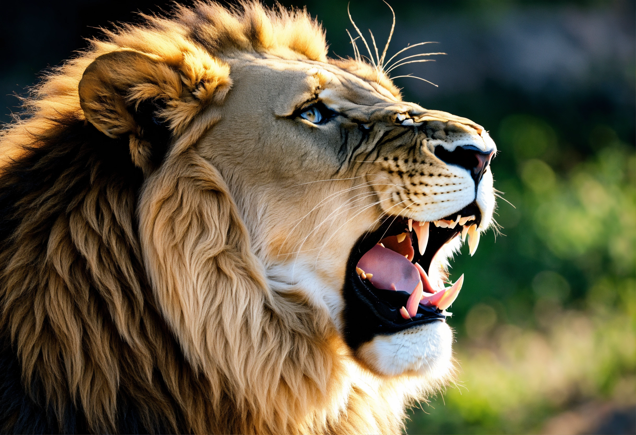 Lexica - A female lion roaring. from the side. close up on the head. no ...
