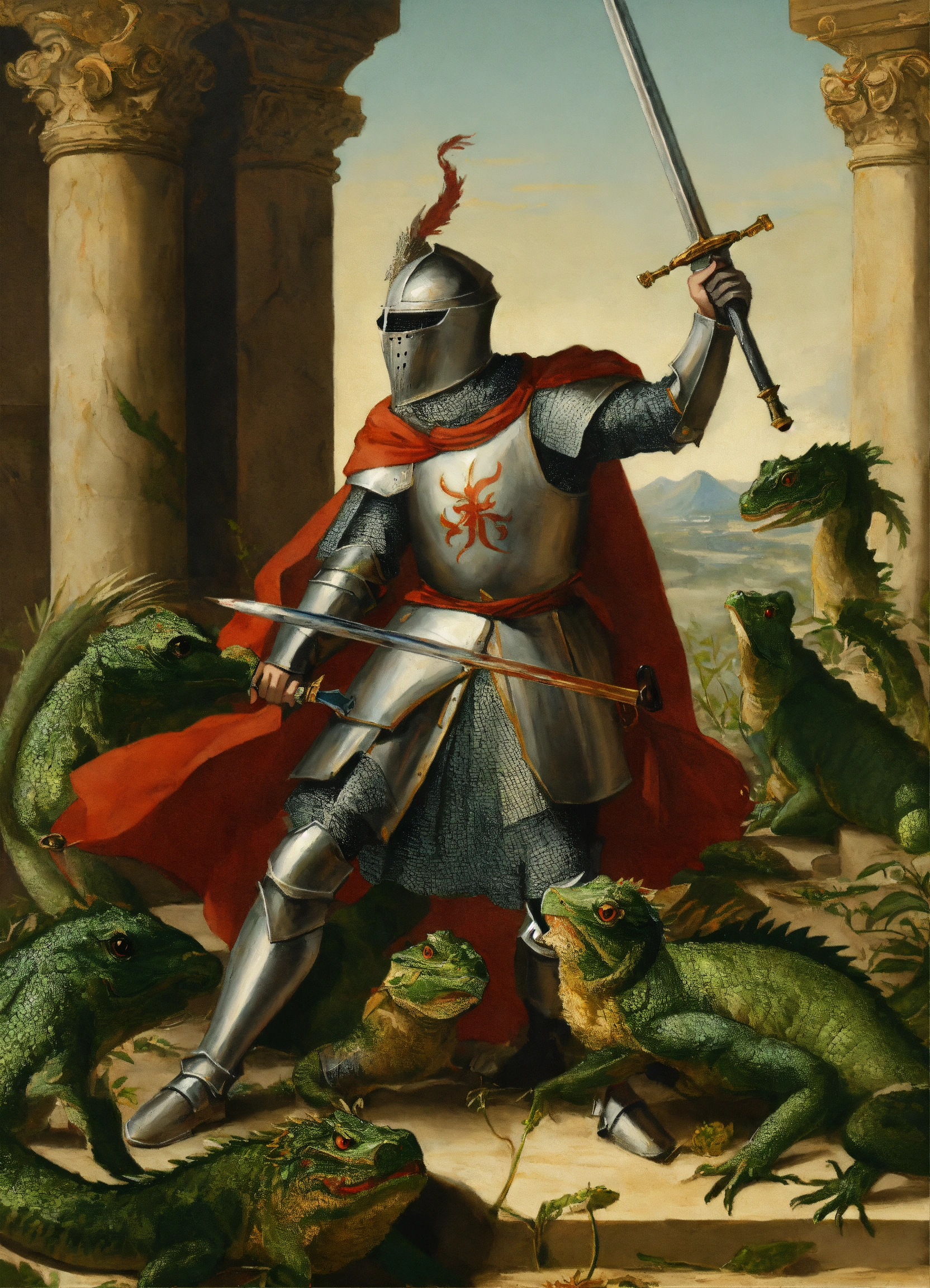 Lexica - Painting of a knight killing a basiliscus
