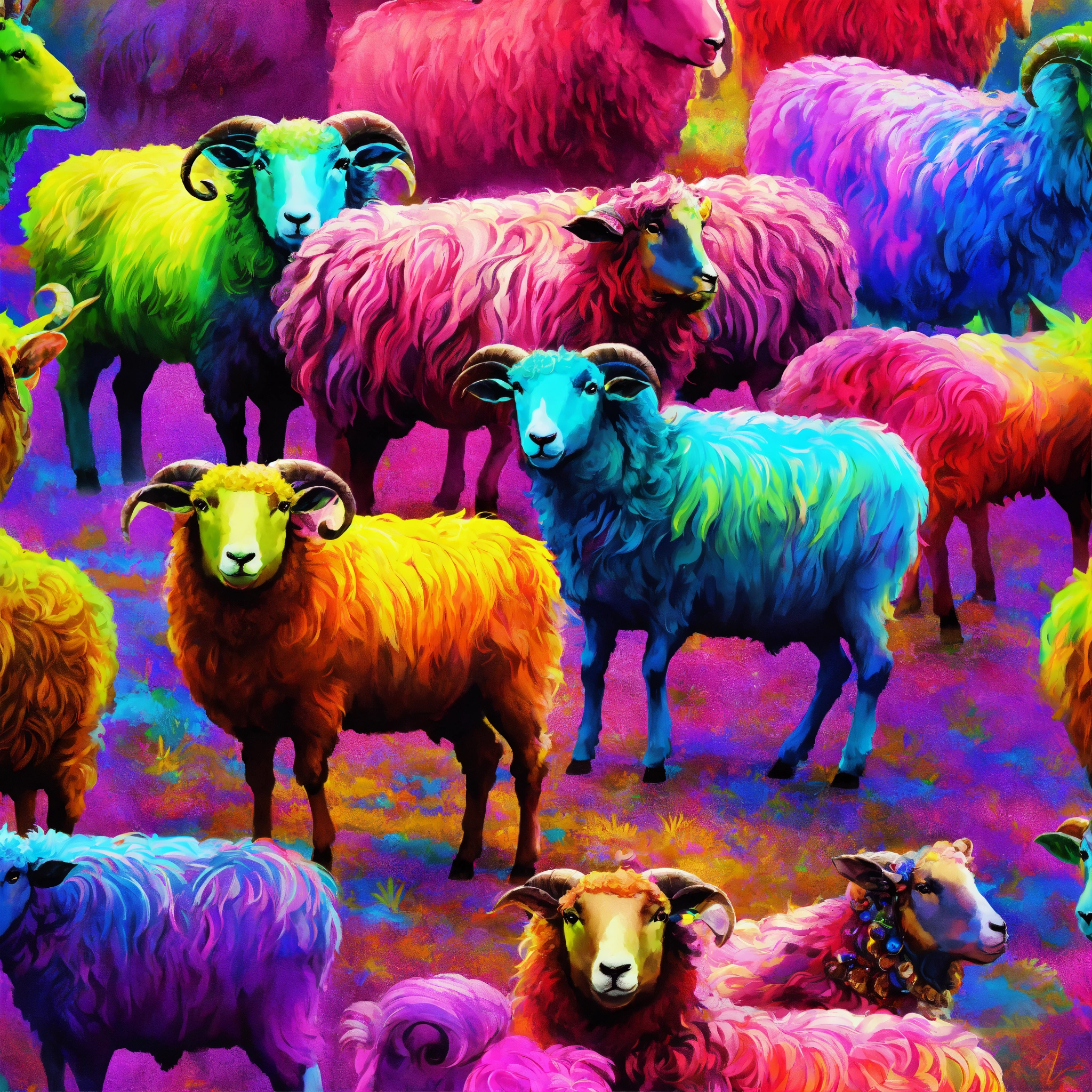 Lexica - Magical jacob sheep fantasy bright colors