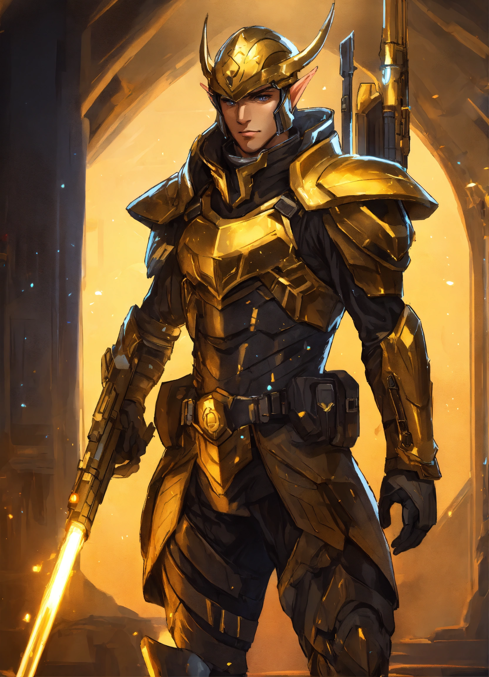 Lexica - Full body cartoon art of a high elf sci fi soldier wearing ...