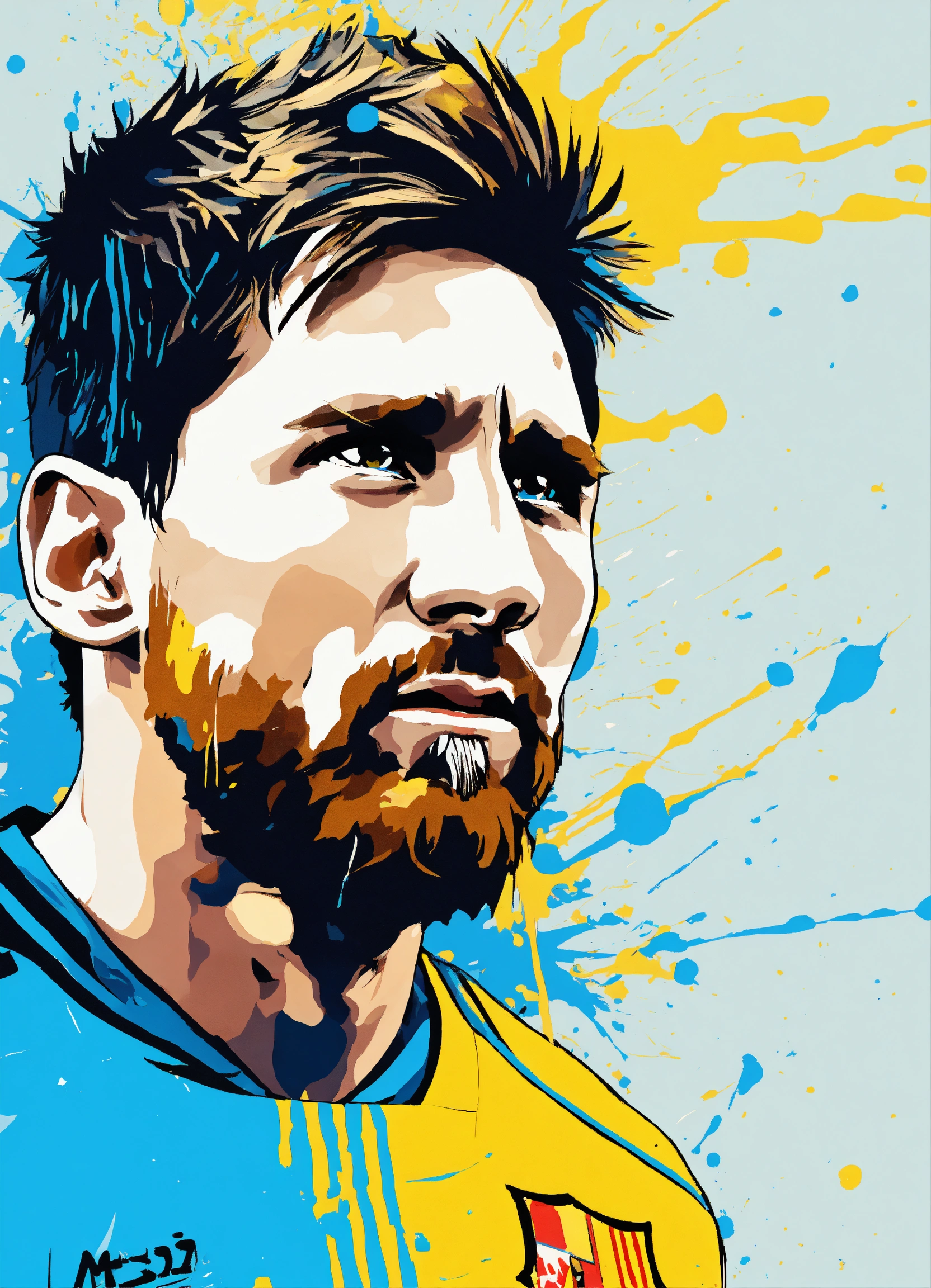 Lexica - Futuristic paint splatter of messi face , Basquiat-inspired ...