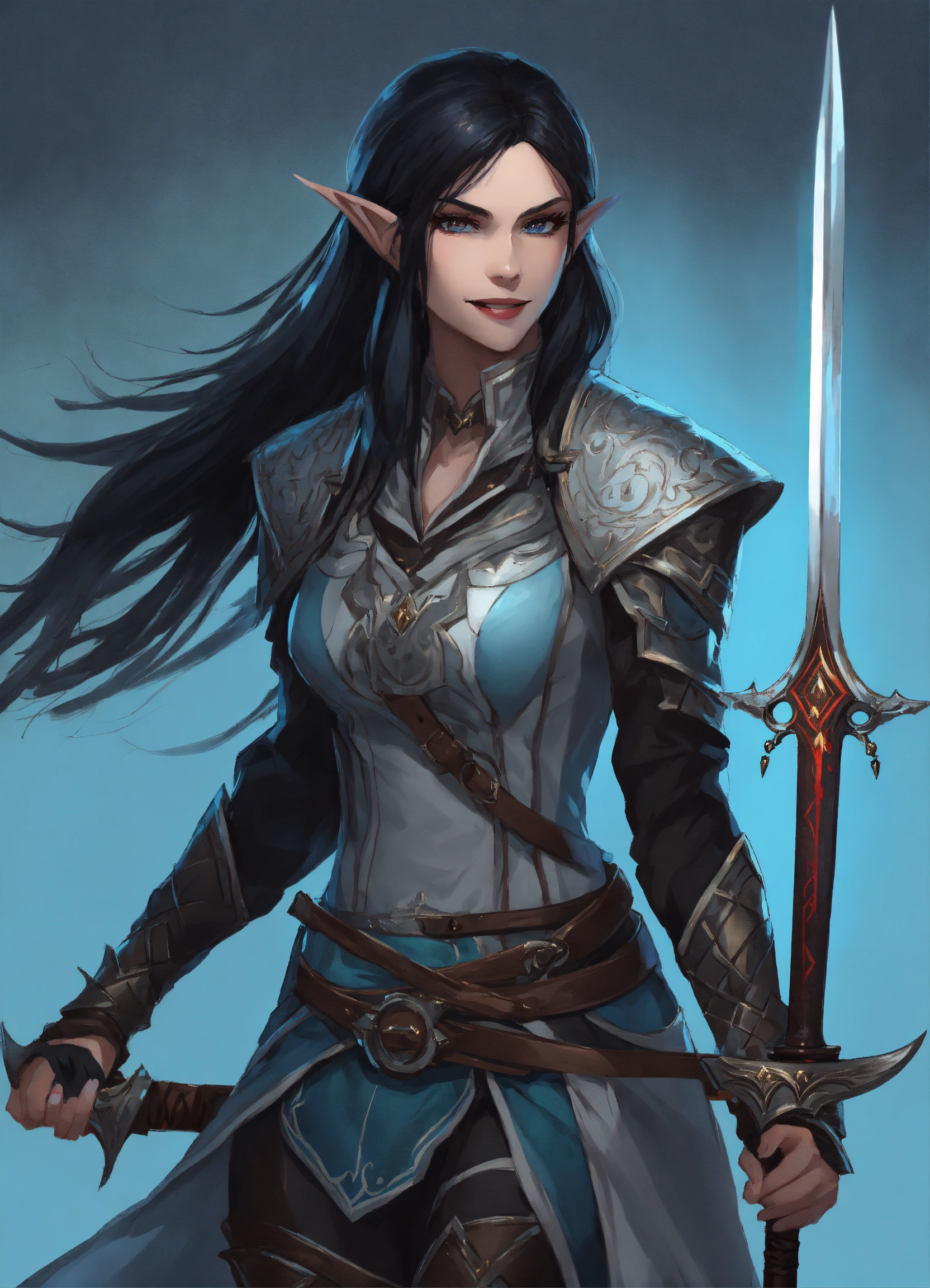 Lexica - Female white Half-elf, pathfinder art style Full body portrait ...