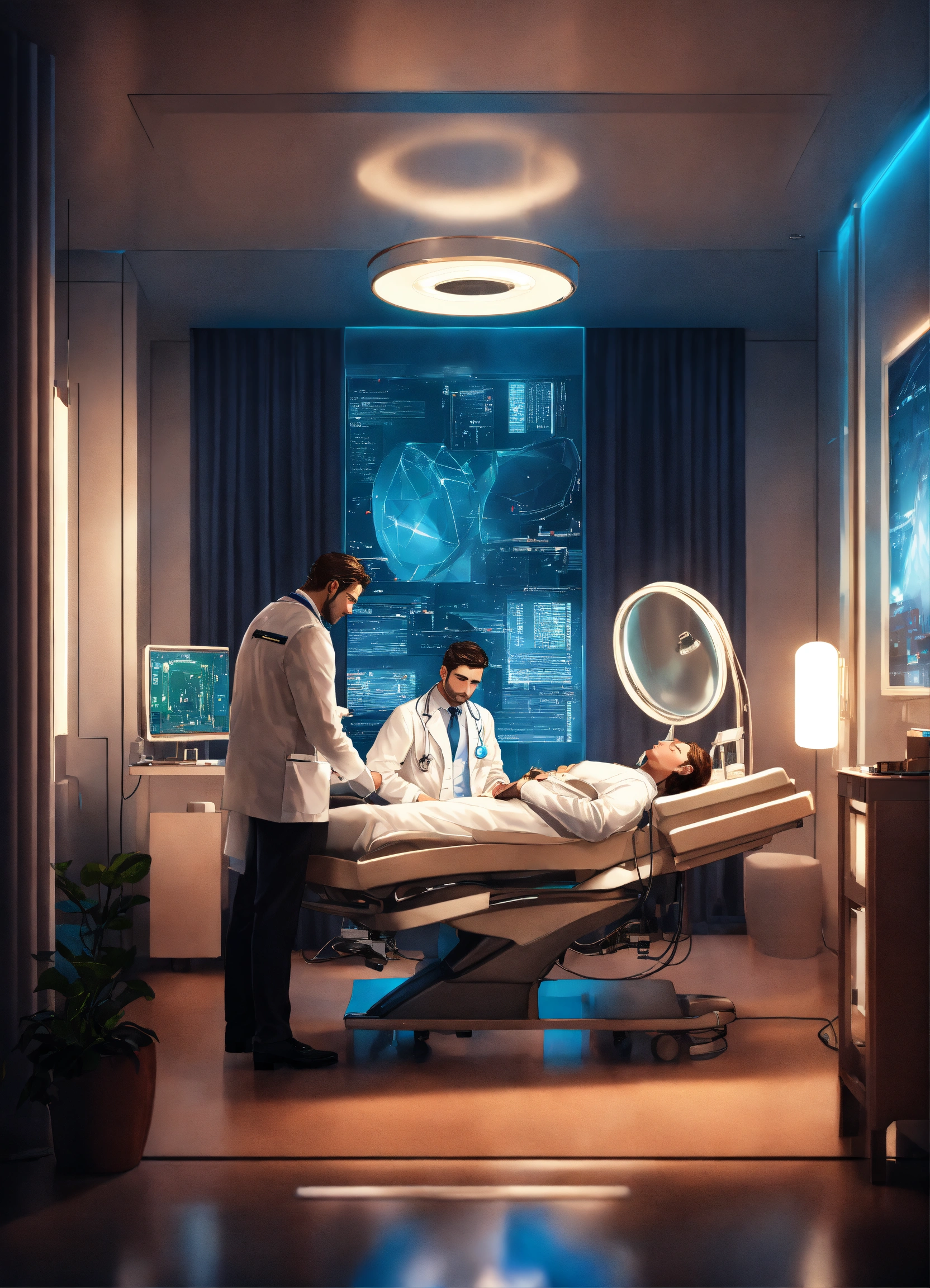 Lexica - A realistic scene of a handsome doctor attending to a patient ...