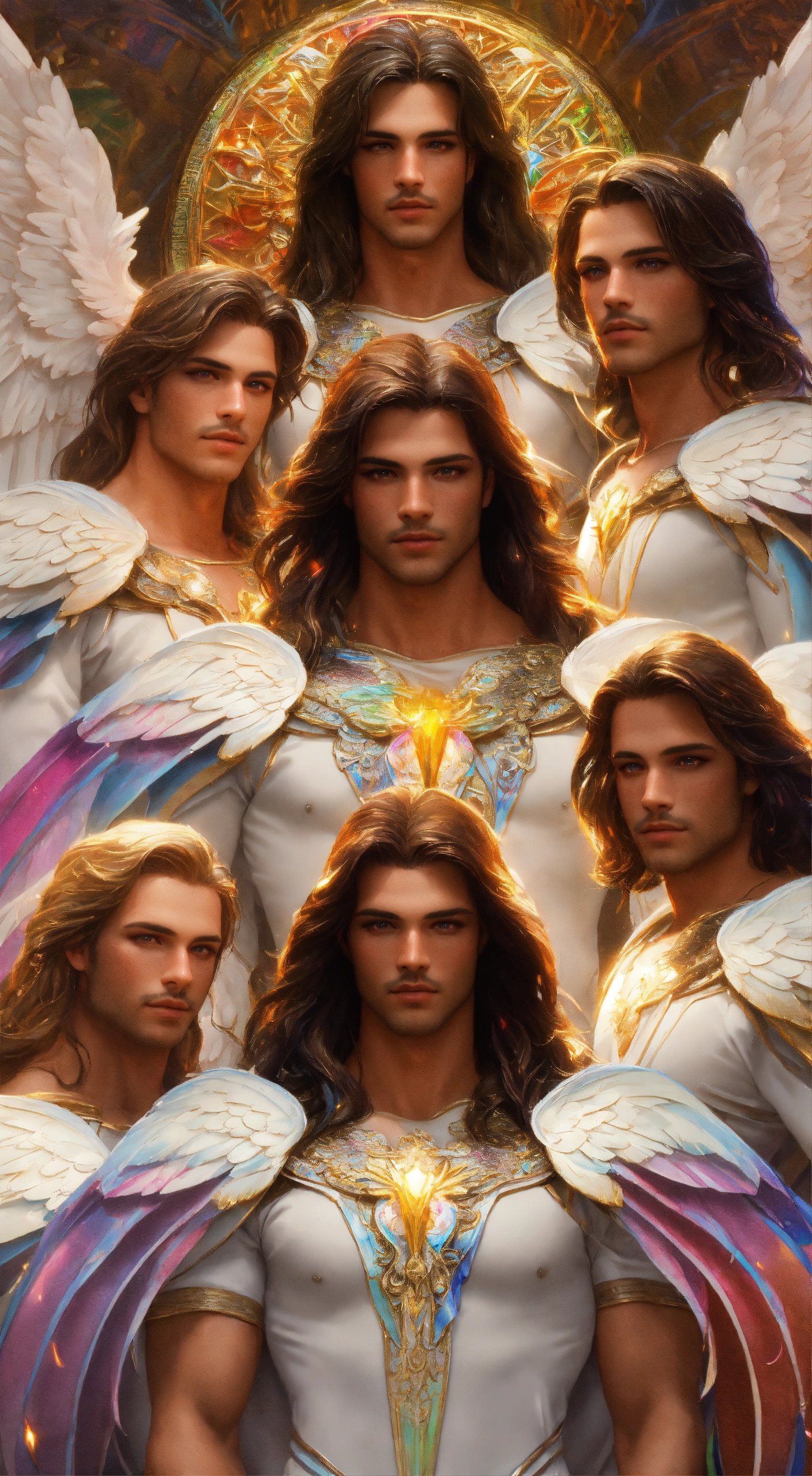 Lexica - Group of 7 beautiful and perfect male Angels, detailed and ...
