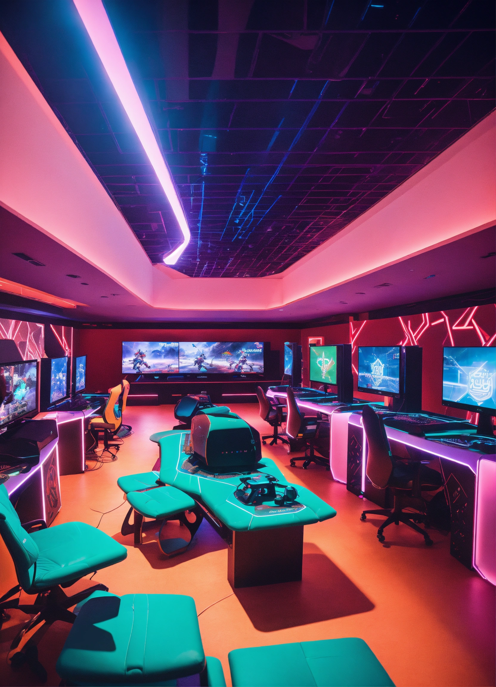 Lexica - Create an image of the main gaming area, showcasing rows of ...