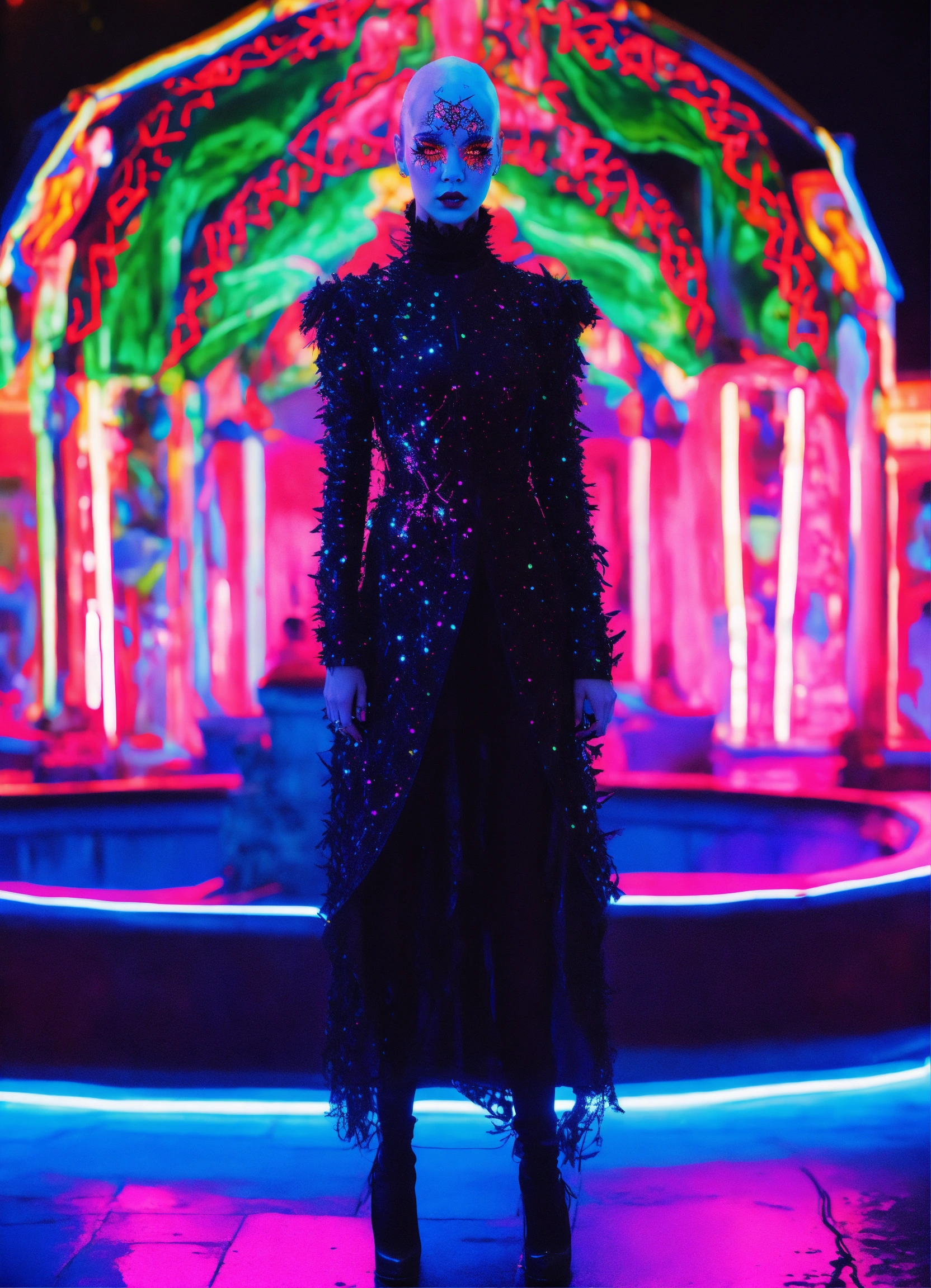 Lexica - Full body portrait Fashion, of Pinhead DMT black light glitter ...