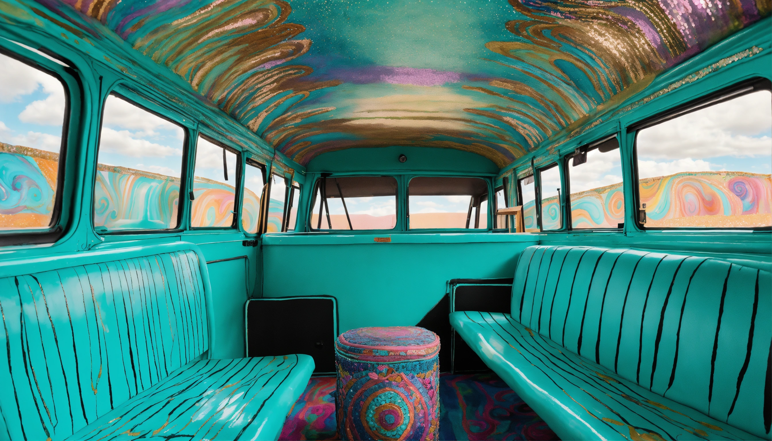 Lexica - Concept art of hyper realistic turquoise Volkswagen bus ...