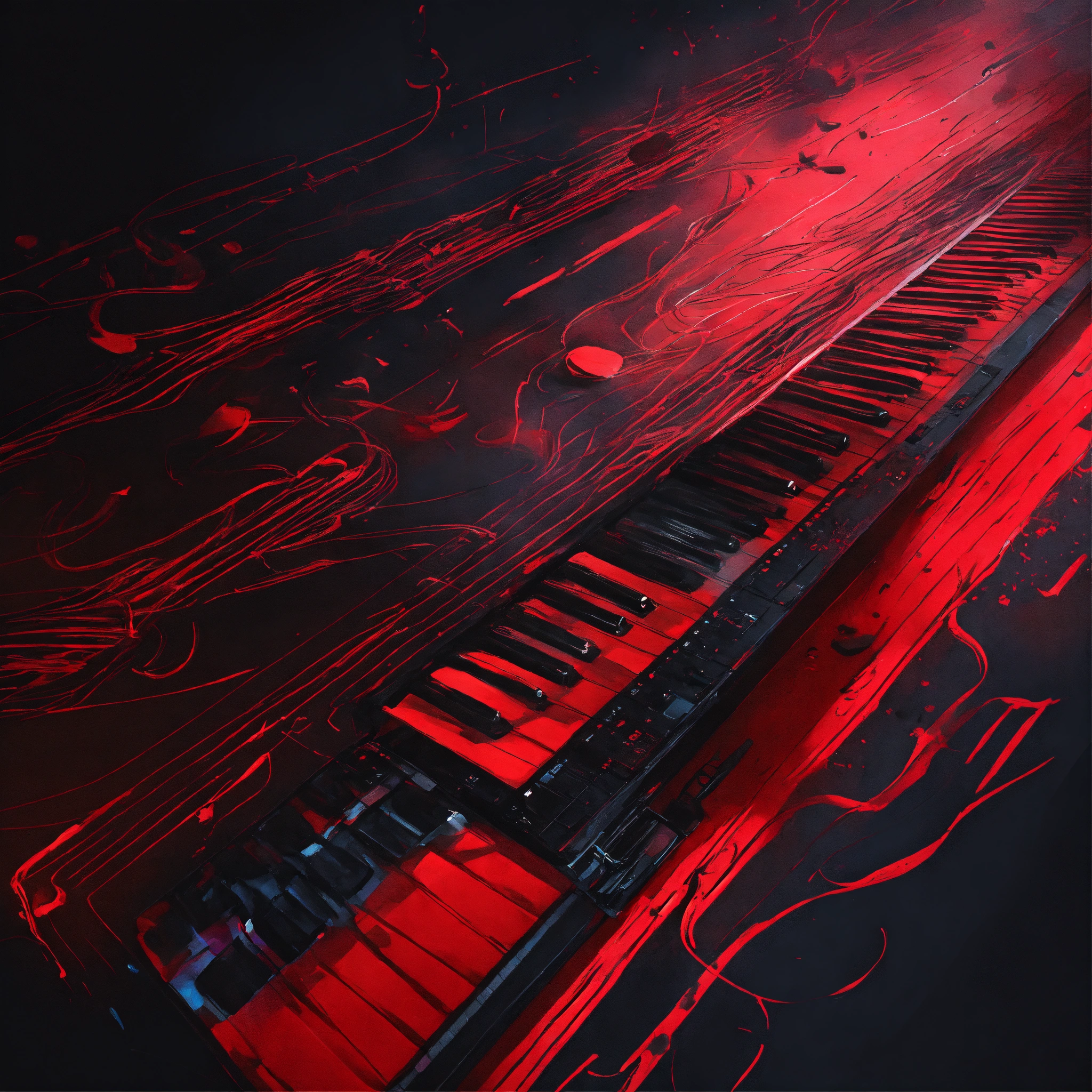 Lexica - Cover hand painting techno music black and red tone
