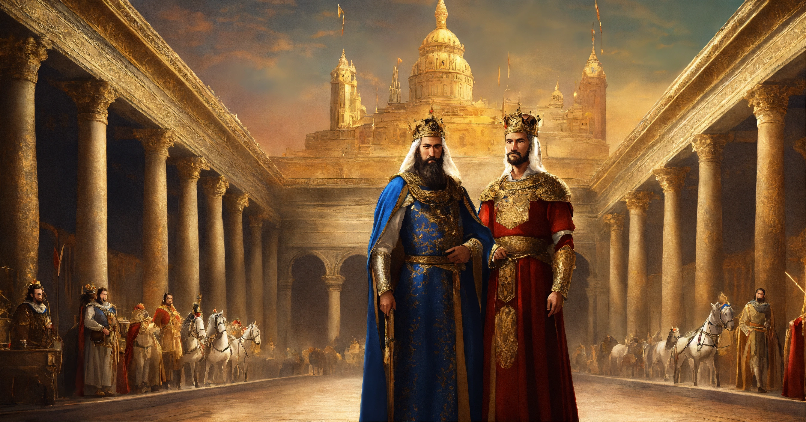 Lexica - Ancient two kings European, standing up together ,surrounded ...