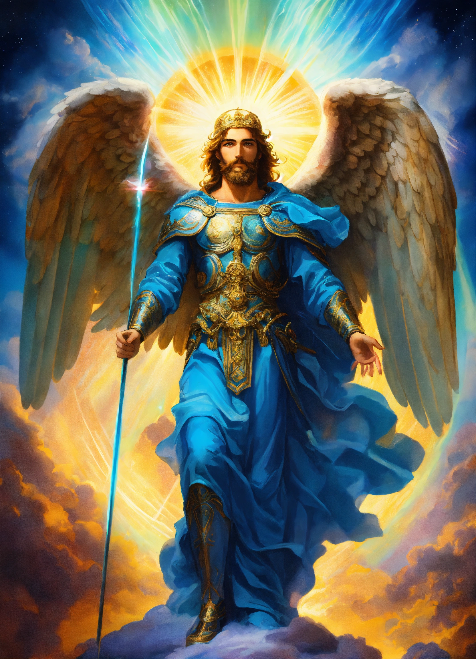 Lexica - Archangel Michael with a bearded visage, mystical presence ...