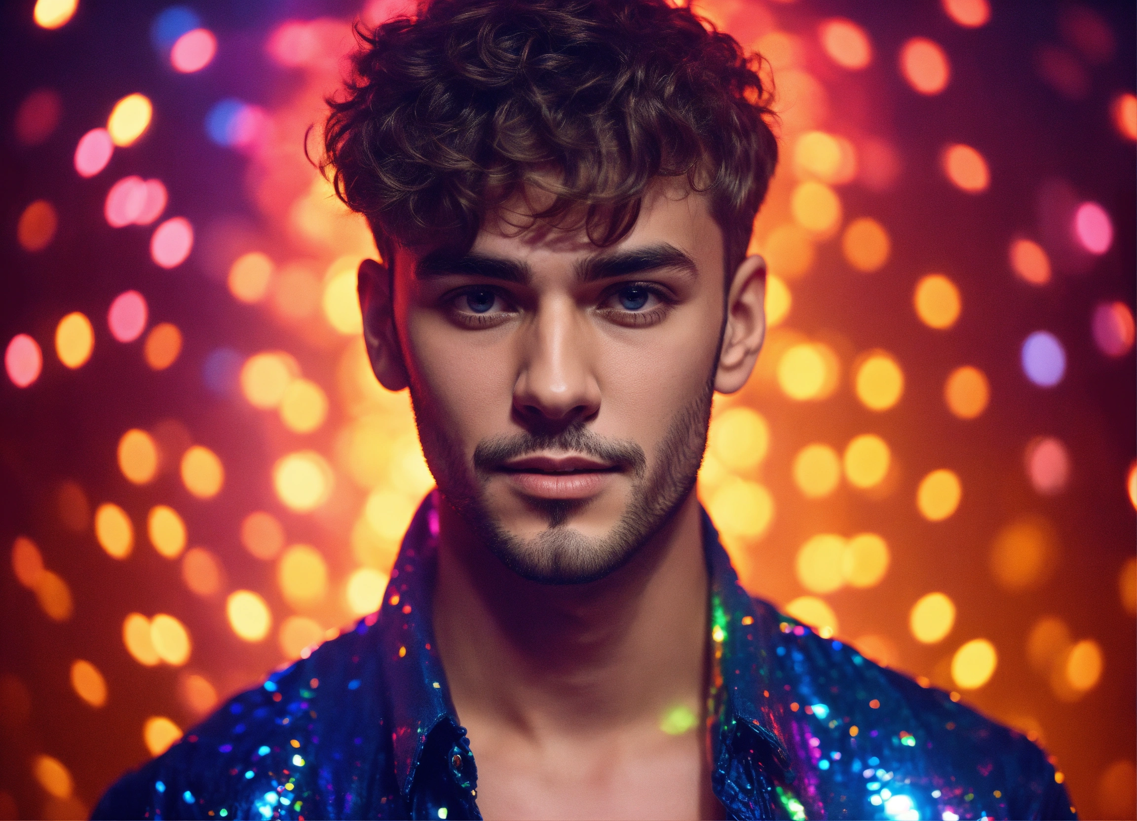 Lexica - Cute man, style disco dancer,eyes visible, dancing, short hair