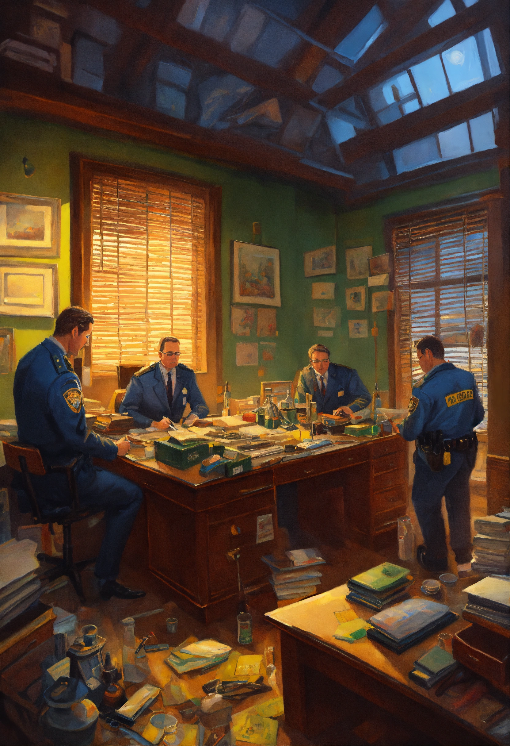 Lexica - A investigator office, multiple investigators working, cartoon ...